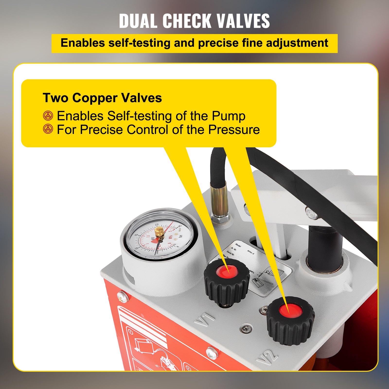 VEVOR Hydrostatic Pressure Test Pump, Test Up to 25 bar/2.5 MPa, 3.2 ...