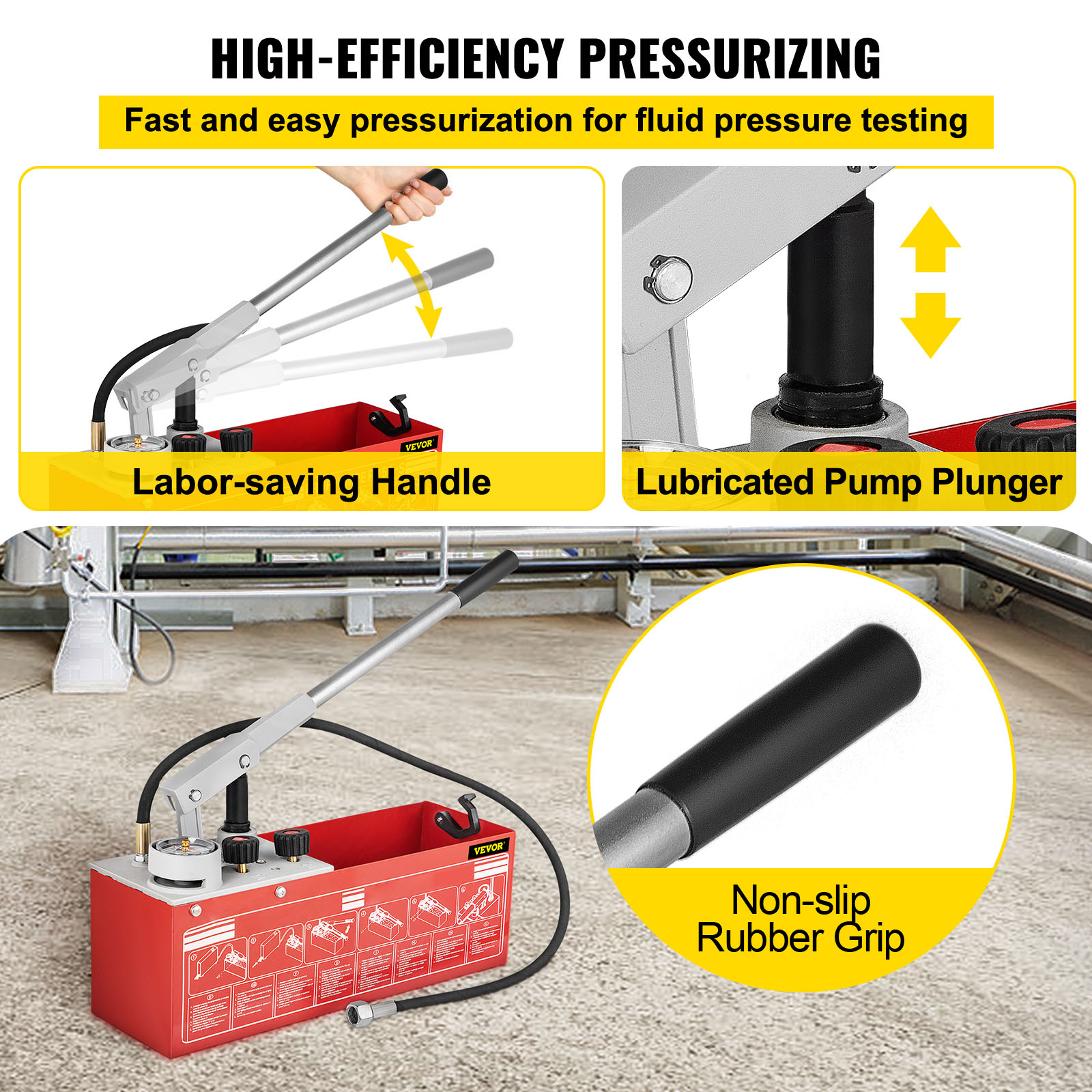 VEVOR Hydrostatic Pressure Test Pump, Test Up to 60 bar/860 psi, 3.2 ...