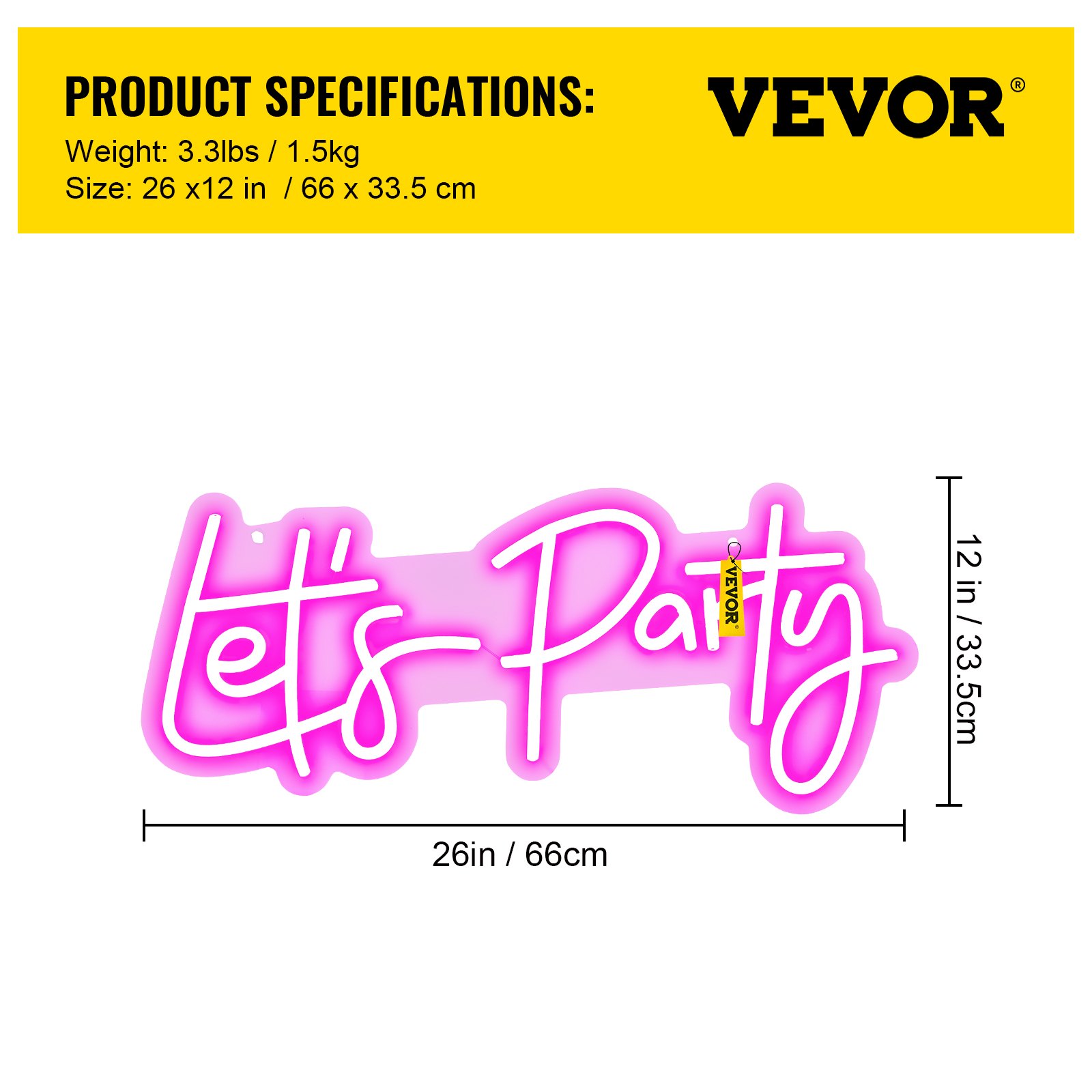VEVOR Let's Party Neon Sign, 26" x 12" Neon Sign for Wall Decor ...