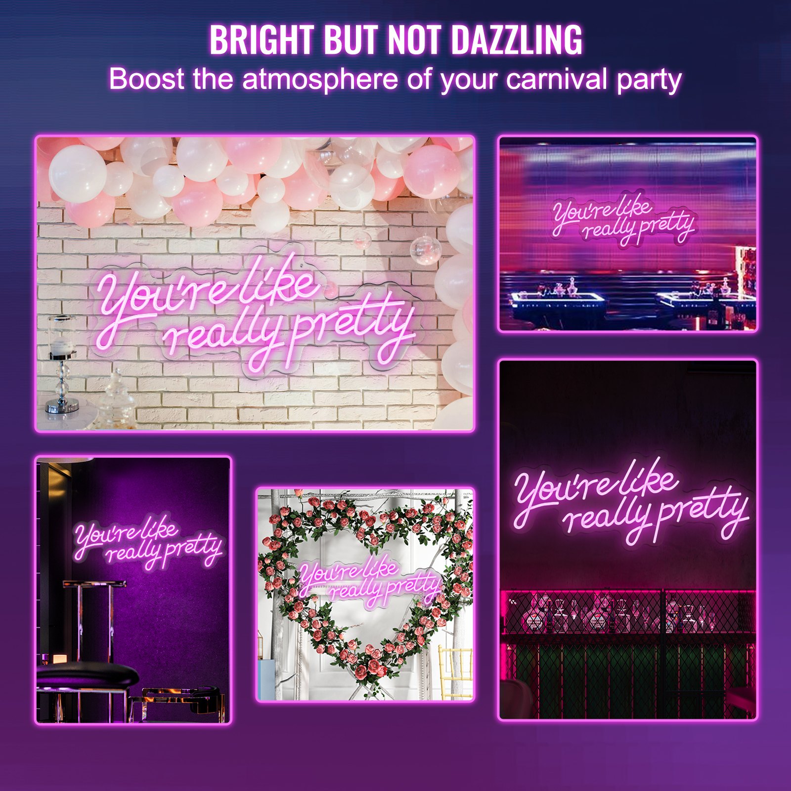 VEVOR You're Like Really Pretty Neon Sign, 27.5" x 12" Pink LED Neon ...