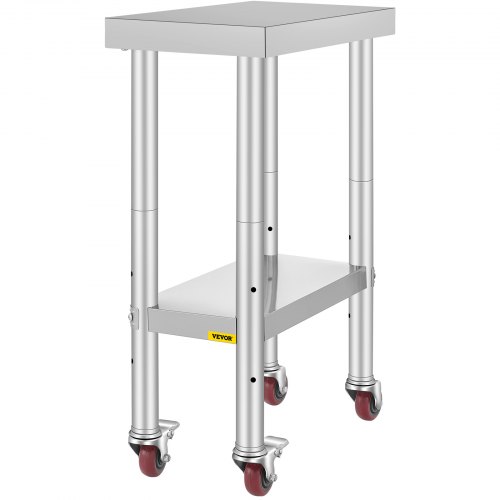 VEVOR Stainless Steel Work Table with Wheels 24 x 12 x 32 Inch Prep ...
