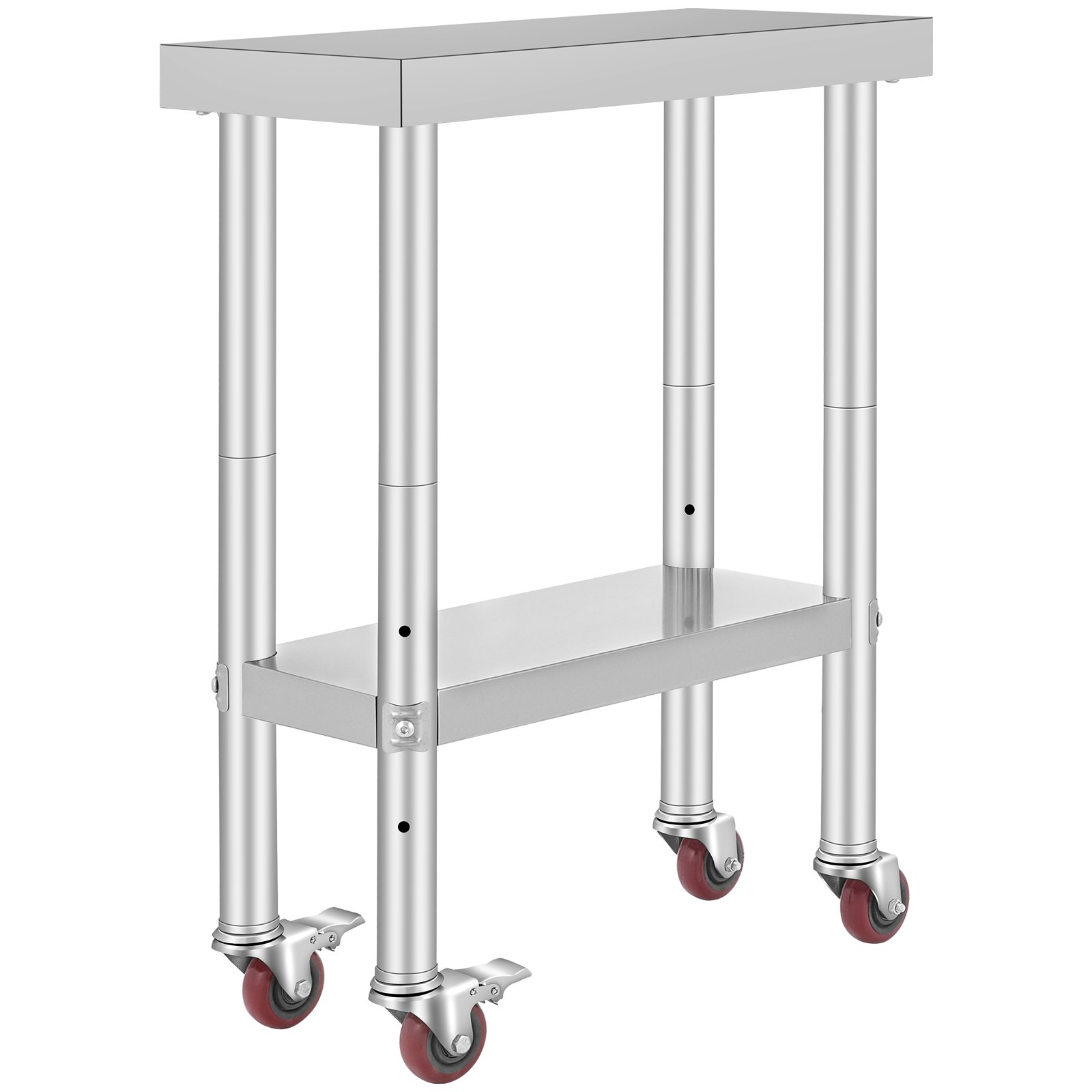 VEVOR Stainless Steel Work Table with Wheels 24 x 12 x 32 Inch Prep ...