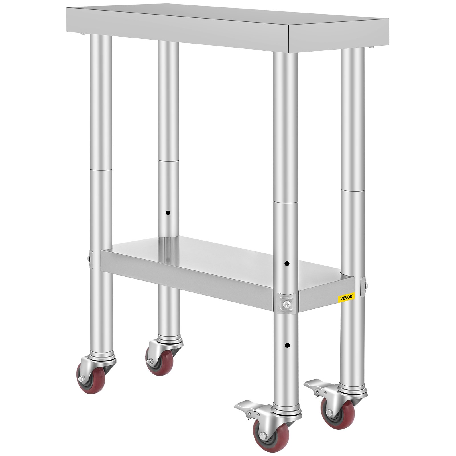 VEVOR Stainless Steel Work Table with Wheels 24 x 12 x 32 Inch Prep ...