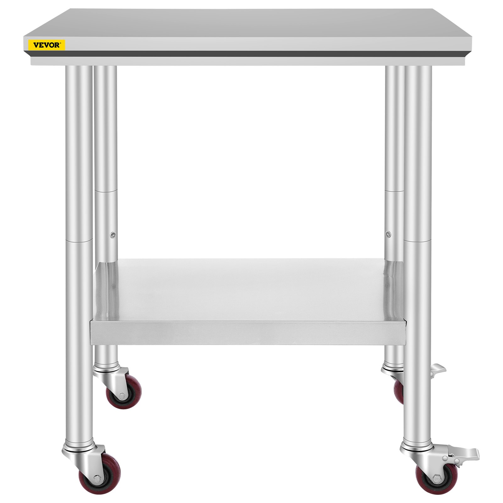 Rolling Stainless Steel Top Kitchen Work Table Cart + Casters Shelving ...