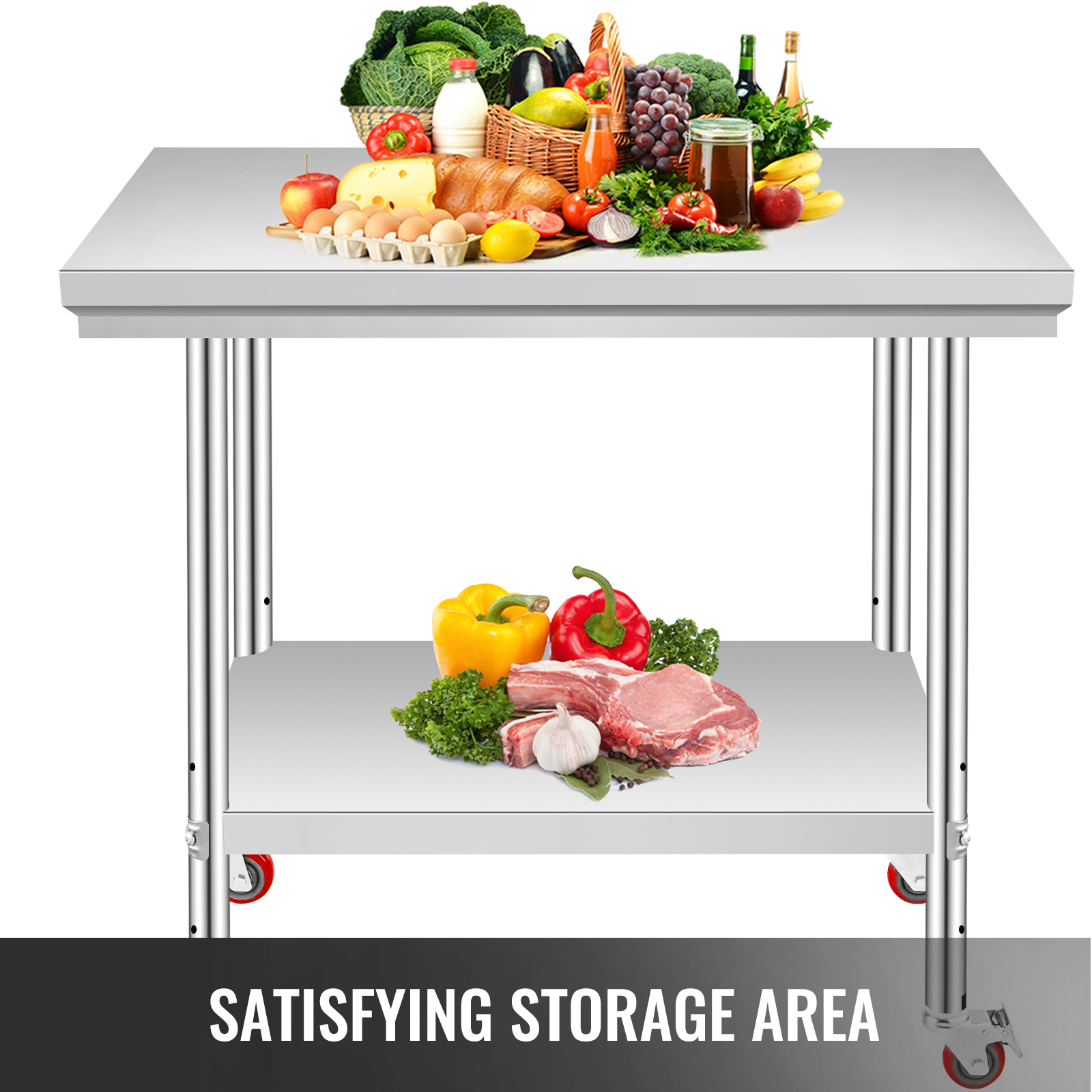 VEVOR Commercial Stainless Steel Bench Kitchen work Food Prep Table ...
