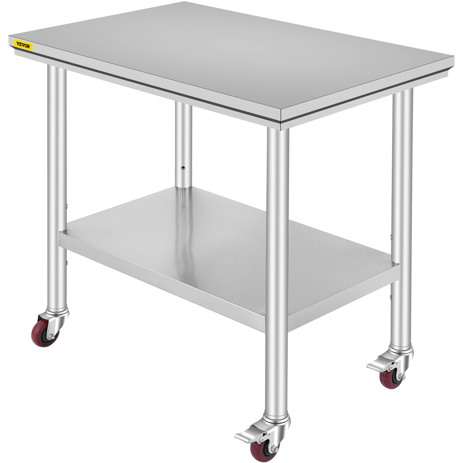 VEVOR 36"x24" Stainless Steel Table Work Bench Catering W/ Wheels ...