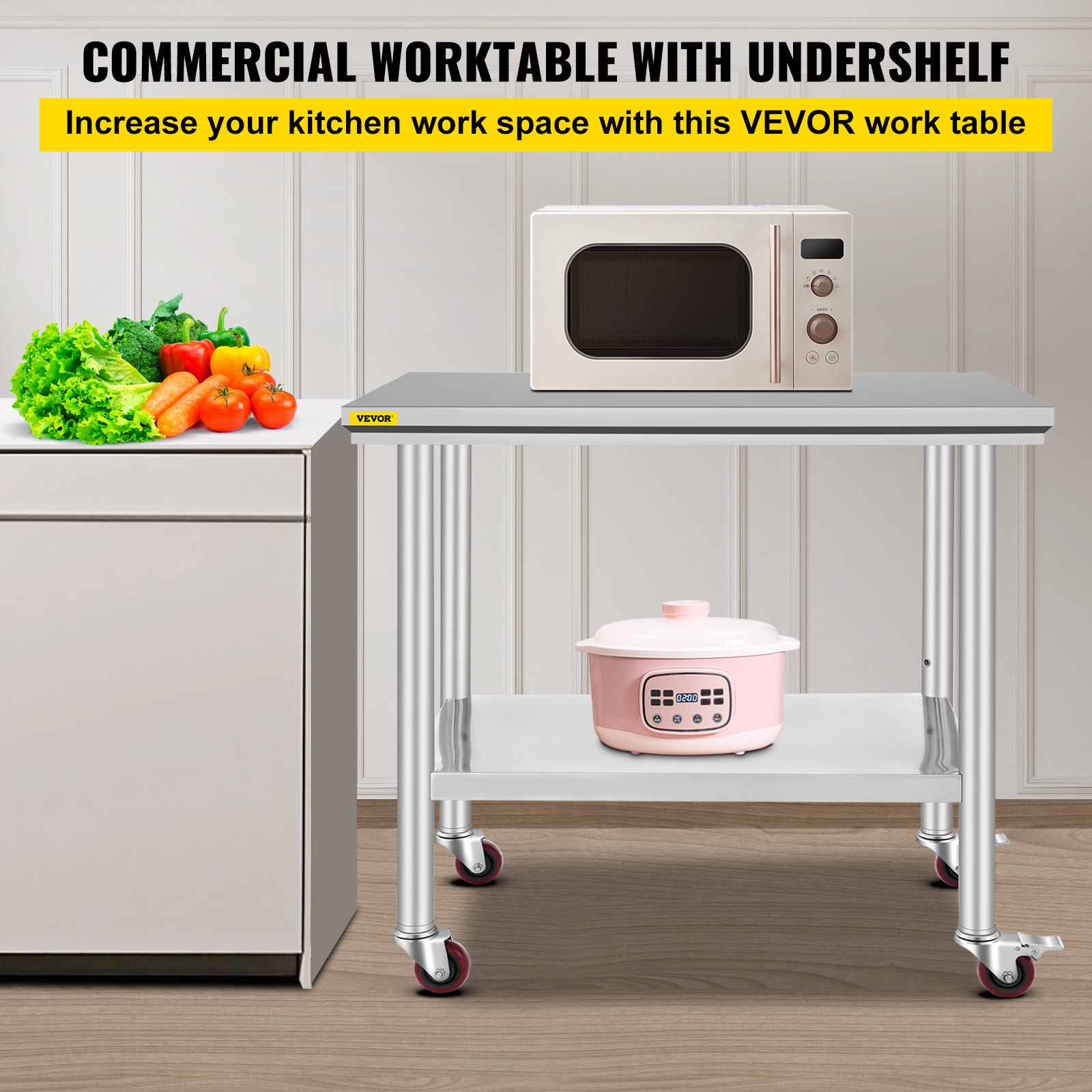 VEVOR VEVOR Stainless Steel Catering Work Table 36x24 Inch Commercial ...