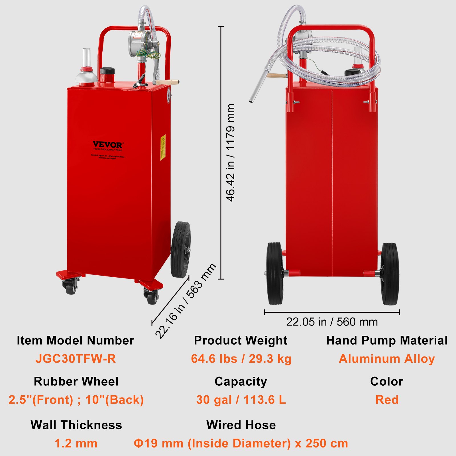 VEVOR 30 Gallon Fuel Caddy, Gas Storage Tank & 4 Wheels, with Manuel ...