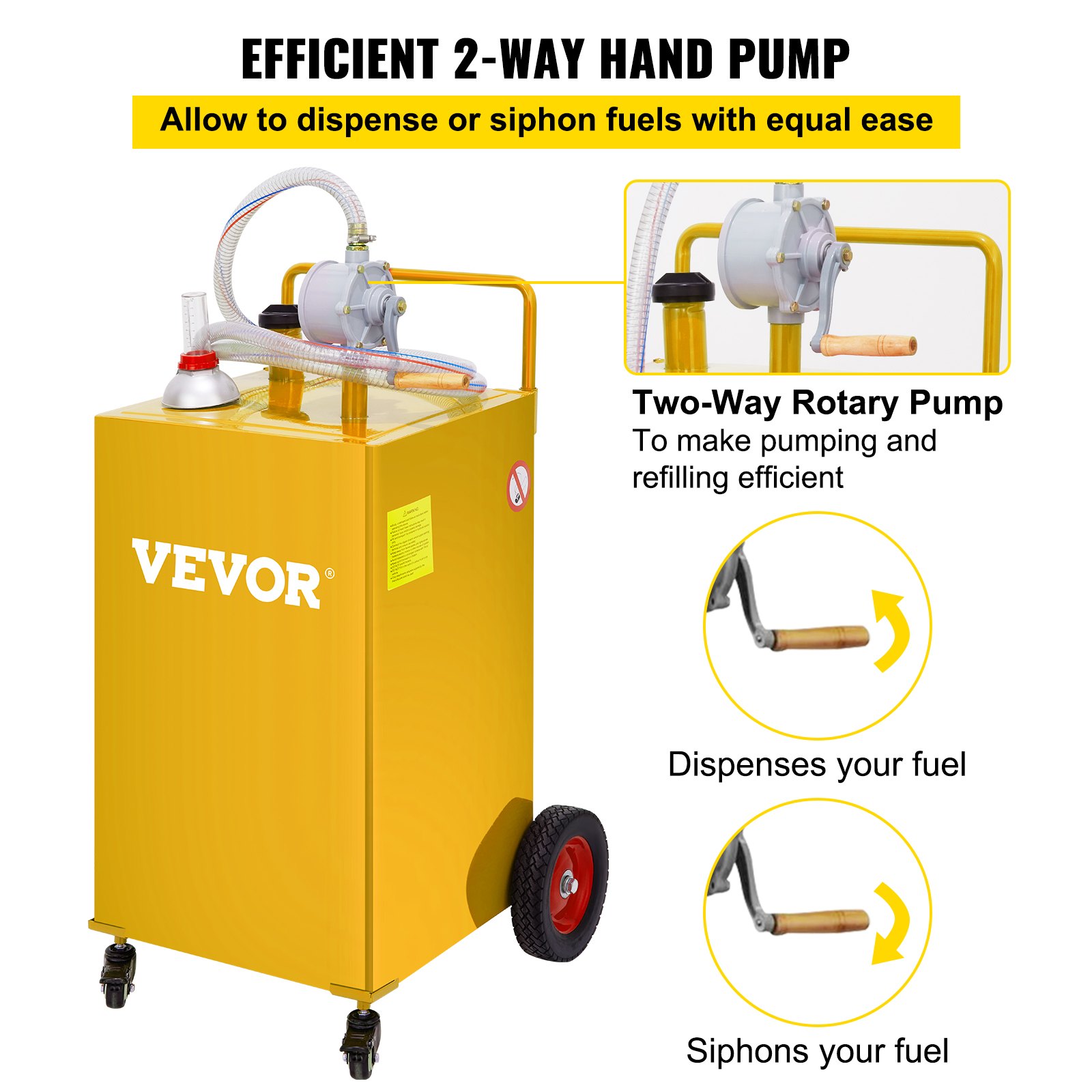 VEVOR Fuel Caddy, 35 Gallon, Gas Storage Tank on 4 Wheels, with Manuel ...