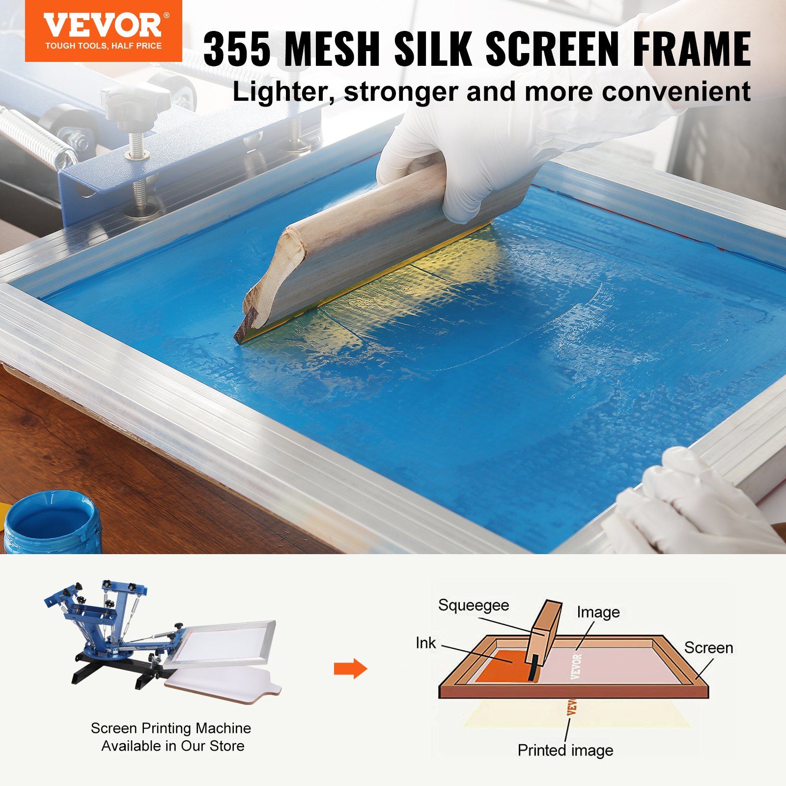VEVOR Screen Printing Kit, 4 Pieces Aluminum Silk Screen Printing ...