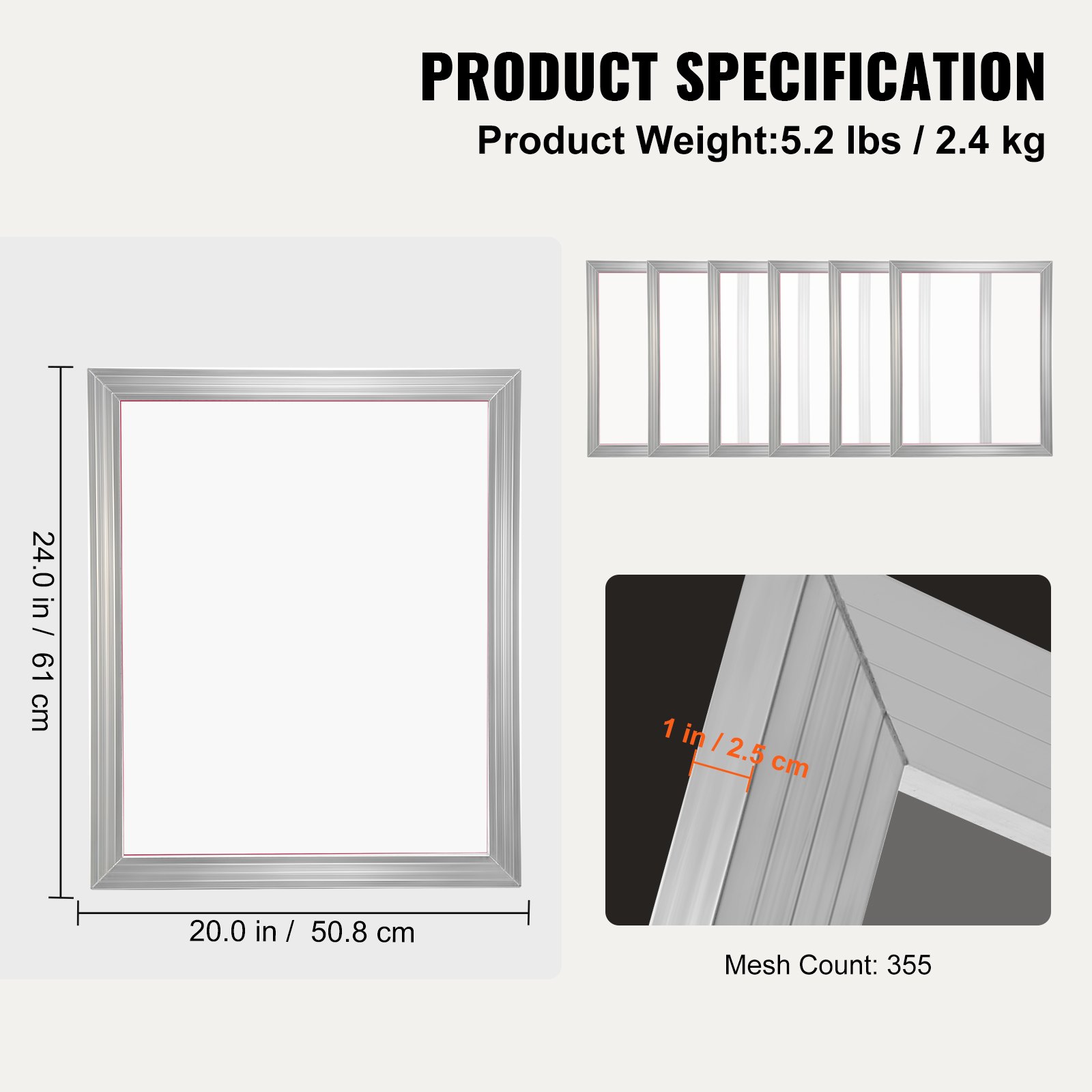 VEVOR Screen Printing Kit, 4 Pieces Aluminum Silk Screen Printing ...