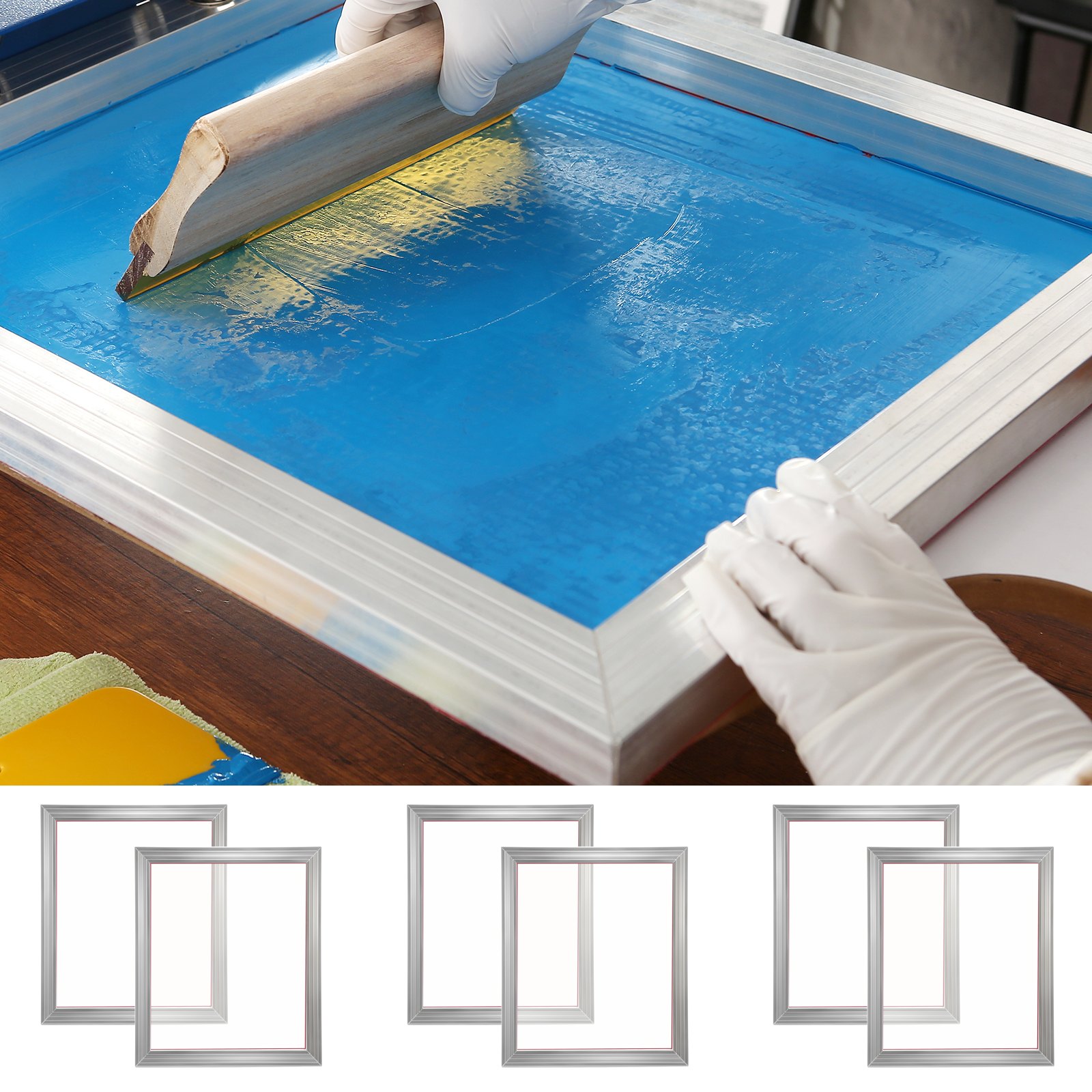 VEVOR Screen Printing Kit, 6 Pieces Aluminum Silk Screen Printing ...
