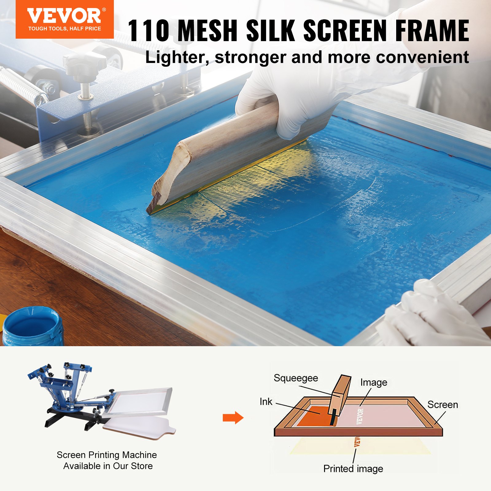 VEVOR Screen Printing Kit, 6 Pieces Aluminum Silk Screen Printing ...