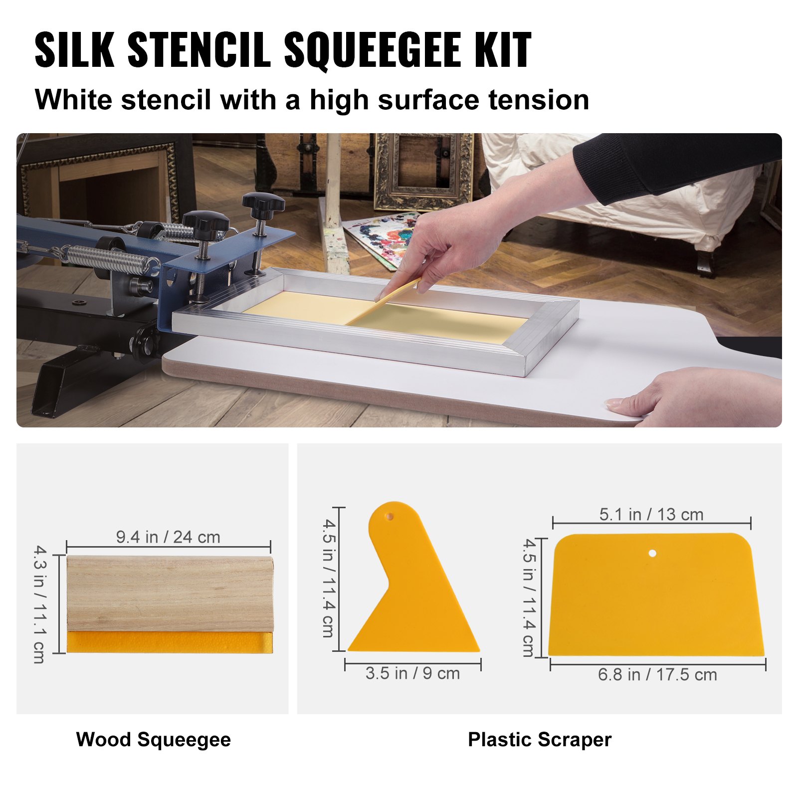 VEVOR Screen Printing Kit, 2 Pieces Aluminum Silk Screen Printing ...