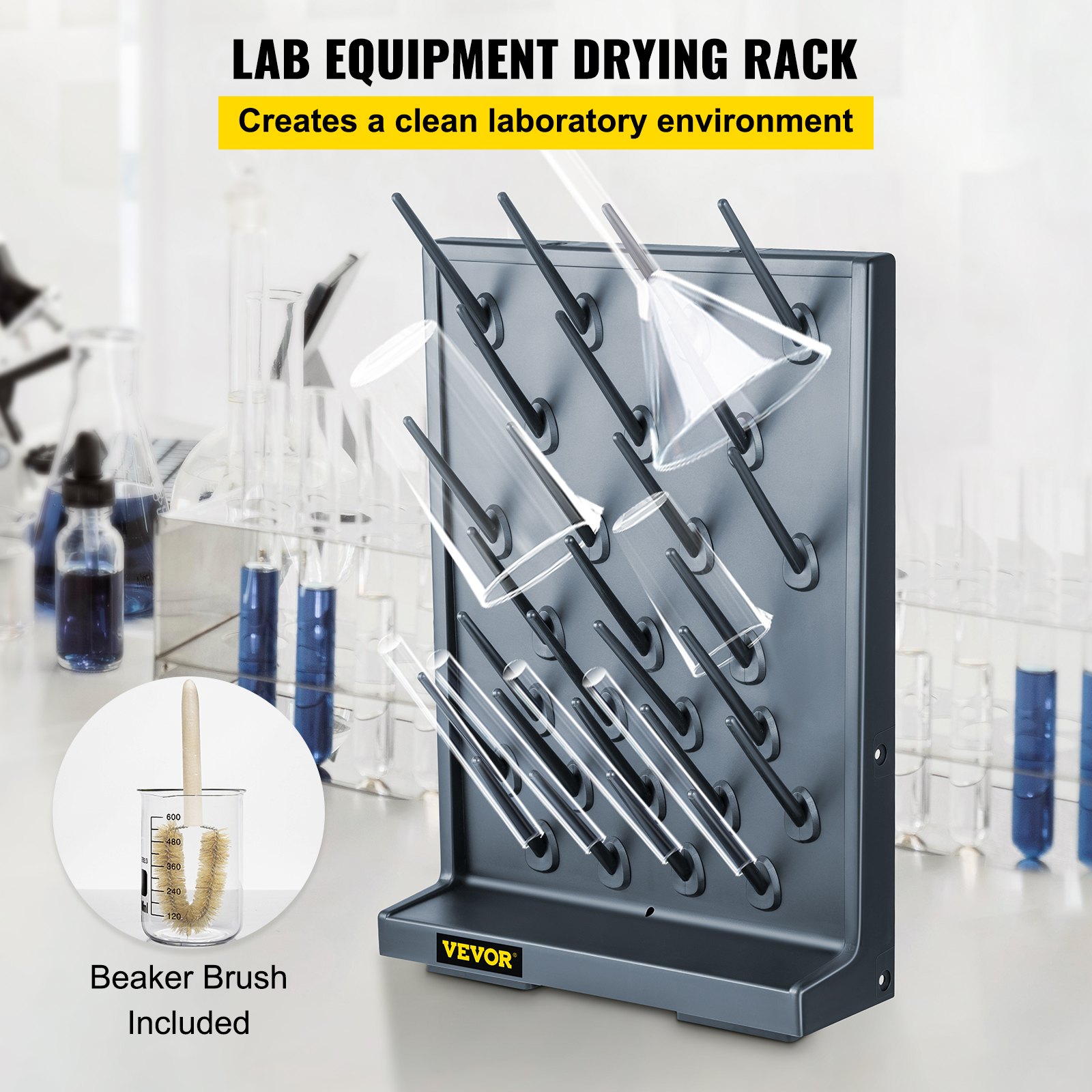 VEVOR Drying Rack Lab Glassware Rack PP Material Glassware Drying Rack ...
