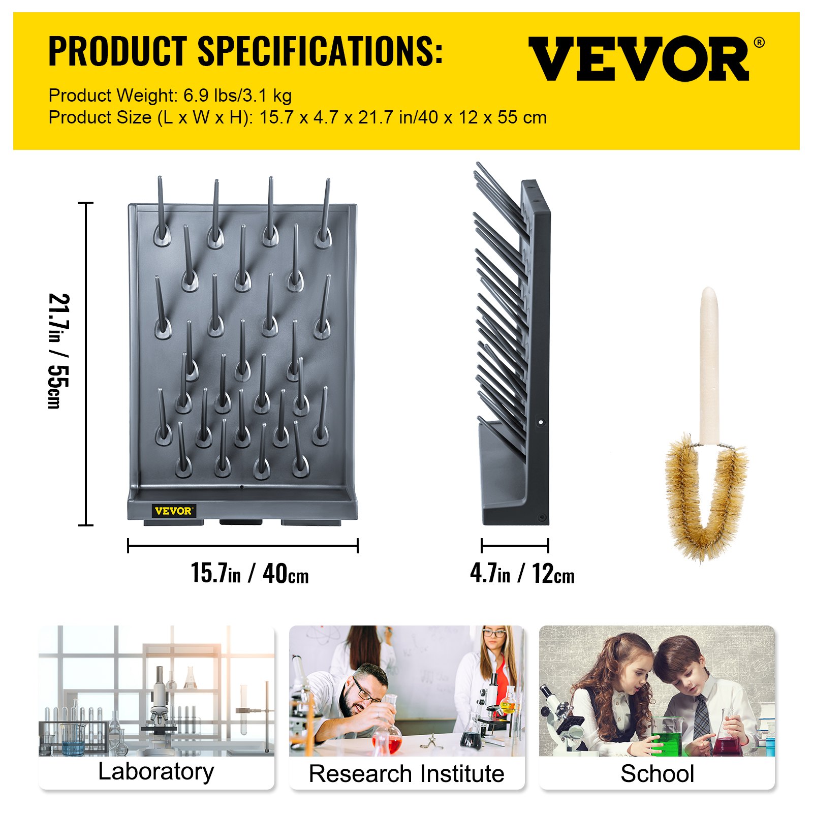 VEVOR Drying Rack Lab Glassware Rack PP Material Glassware Drying Rack ...