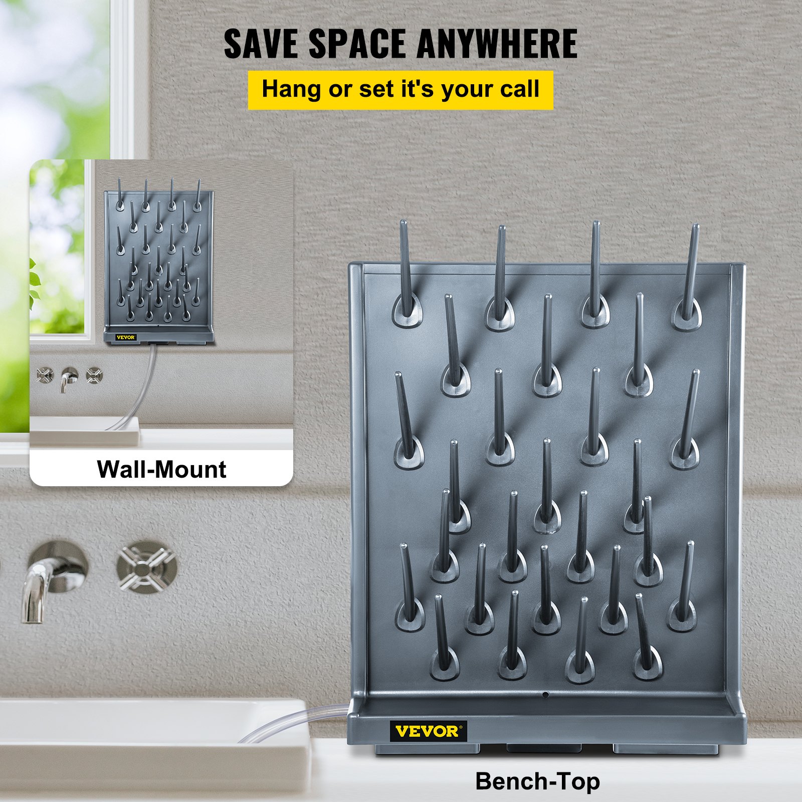 VEVOR Drying Rack Lab Glassware Rack PP Material Glassware Drying Rack ...
