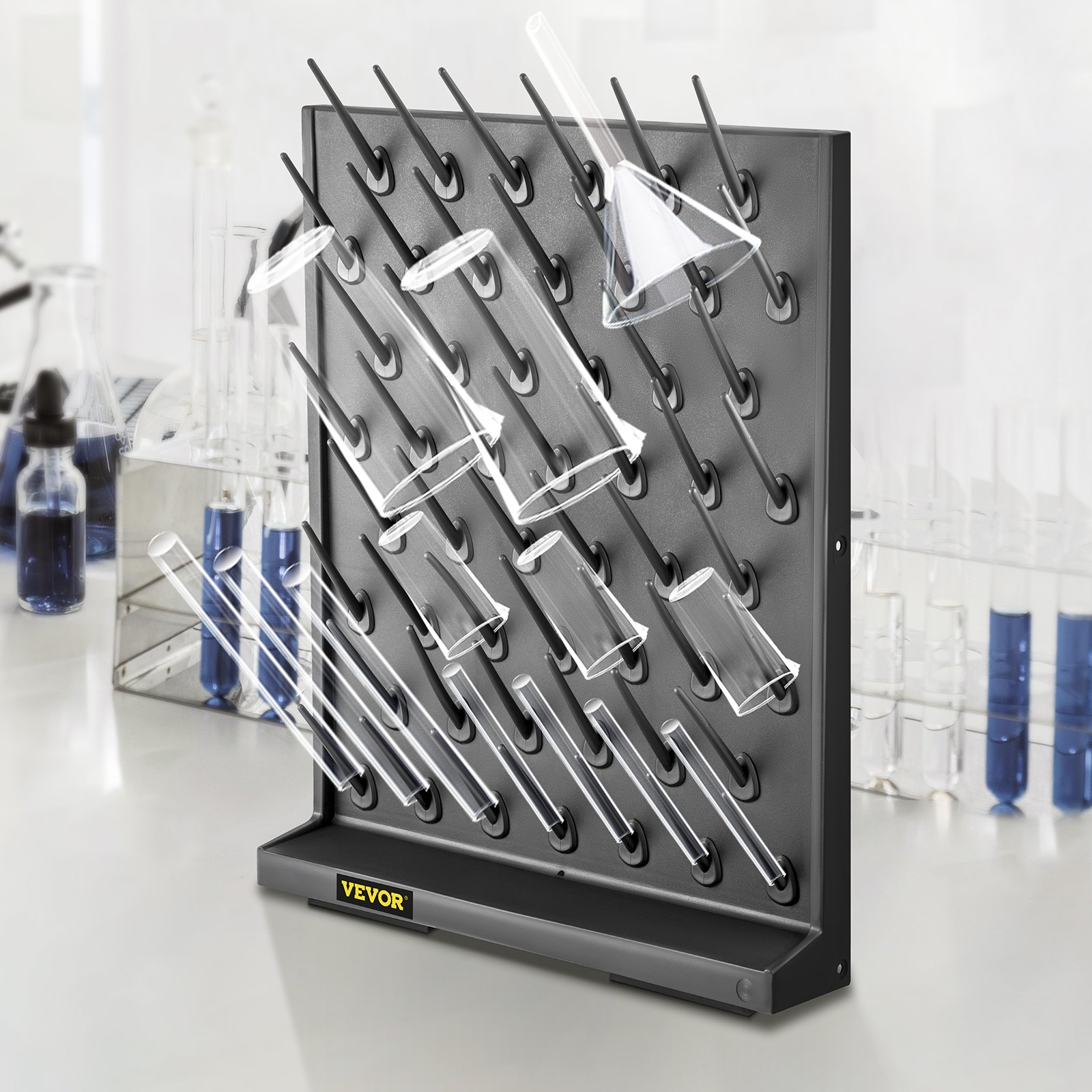 VEVOR Drying Rack for Lab Glassware Rack 52 Pegs PP Material Glassware ...