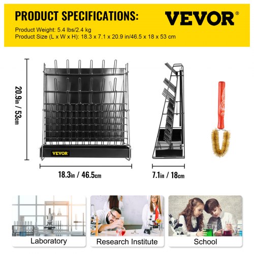 VEVOR Drying Rack for Lab 90 Pegs Lab Glassware Rack Steel Wire ...