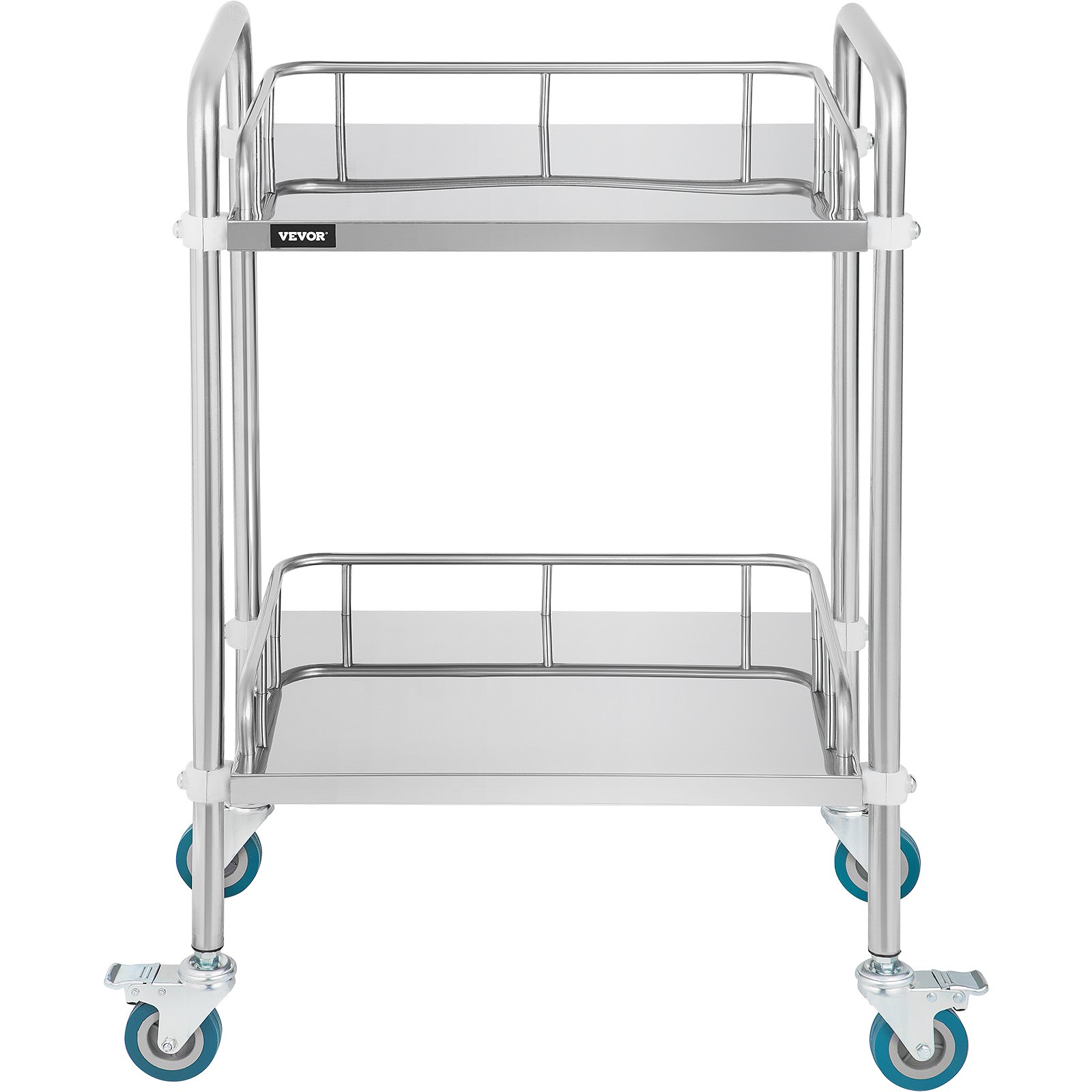 VEVOR 2-Shelf lab cart with Wheels Stainless Steel Rolling cart Lab ...