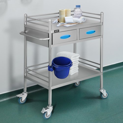 VEVOR Lab Serving Cart Utility Cart Stainless Steel Medical Cart with ...