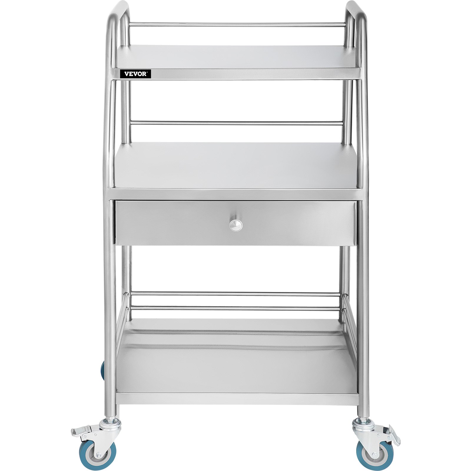 VEVOR Utility Cart with 3 Shelves Shelf Stainless Steel with Wheels ...