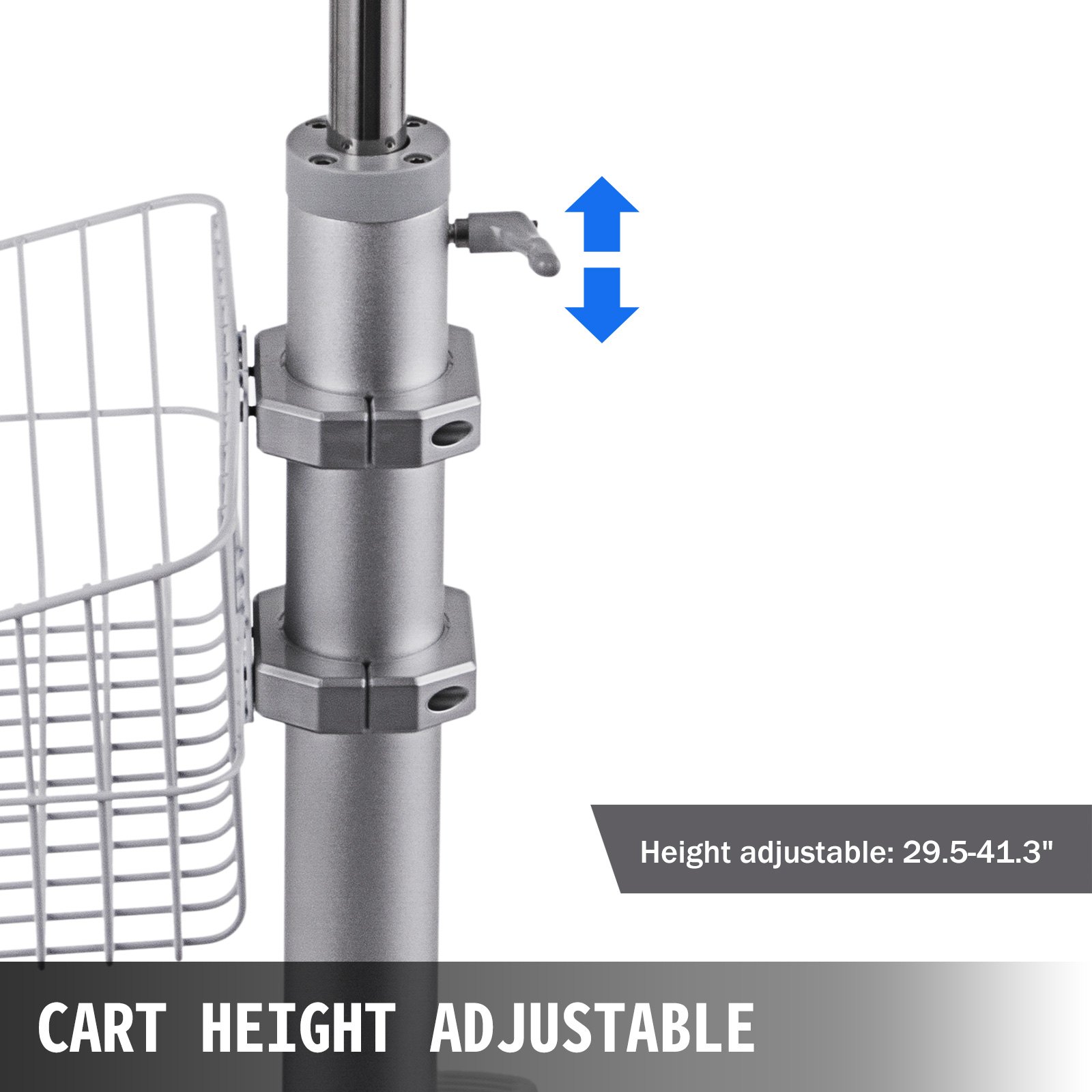 VEVOR Mobile Trolley Cart Mobile Cart Height Adjustable 29.5"-41.3 ...