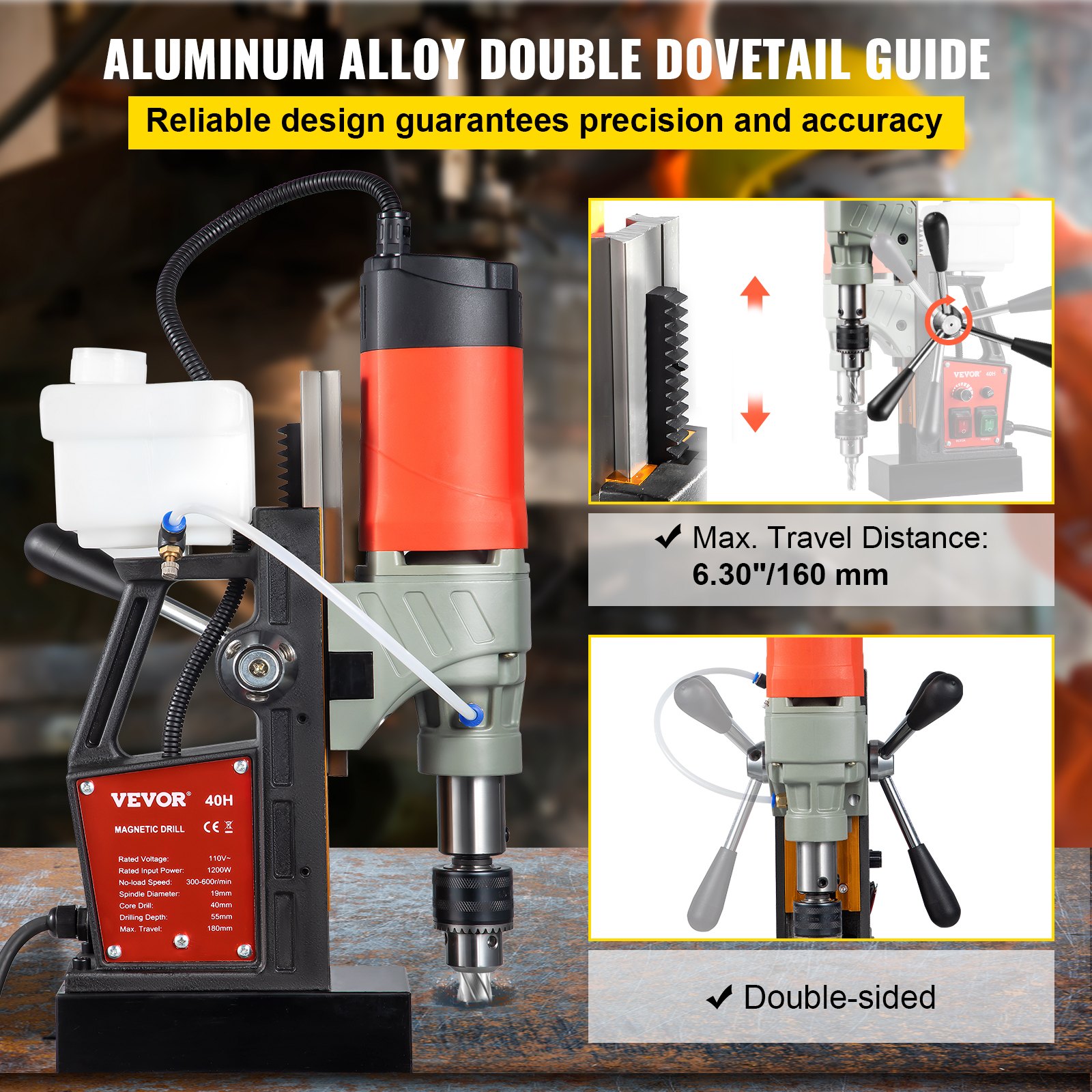 VEVOR Mag Drill Press Electric Magnetic Drill 1200W 1.57" Magnetic Base ...
