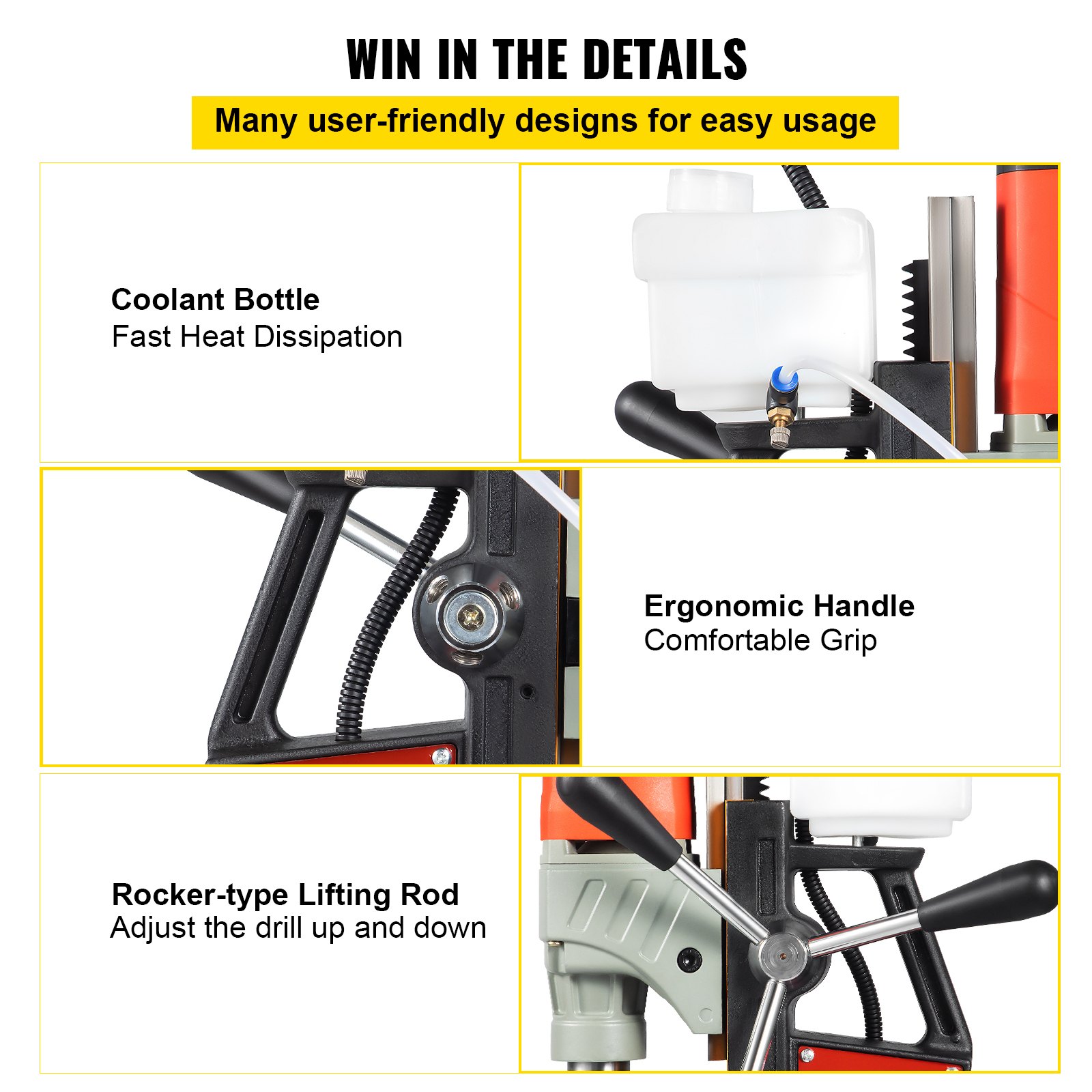 VEVOR Mag Drill Press Electric Magnetic Drill 1200W 1.57" Magnetic Base ...