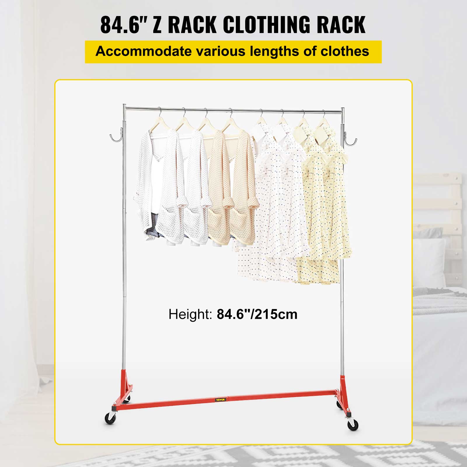VEVOR Z Rack, Industrial Grade Z Base Garment Rack, Height Adjustable ...