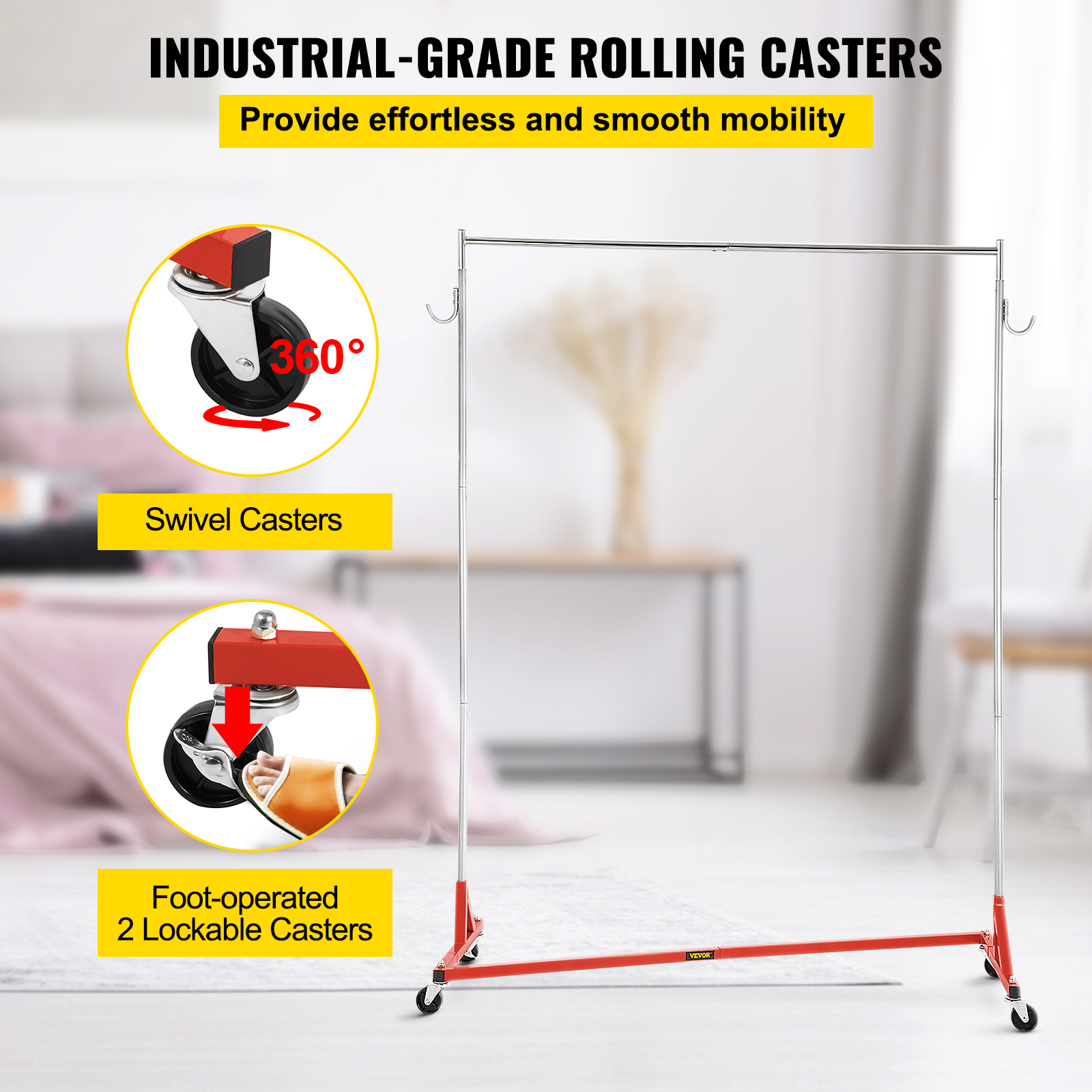 VEVOR Z Rack, Industrial Grade Z Base Garment Rack, Height Adjustable ...