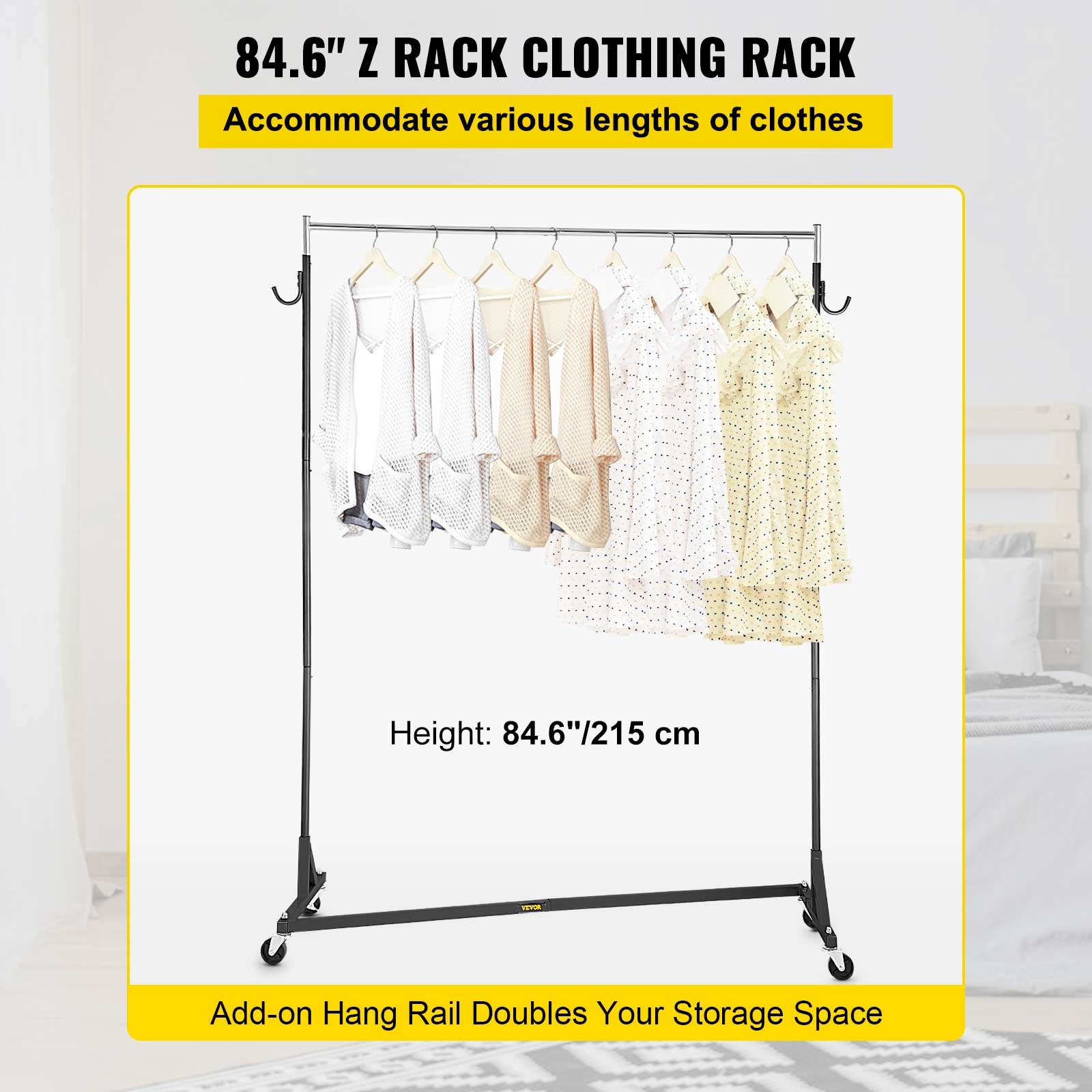 VEVOR Z Rack, Industrial Grade Z Base Garment Rack, Height Adjustable ...
