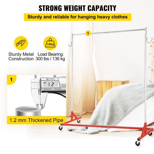 VEVOR Z Rack, Industrial Grade Z Base Garment Rack, Height Adjustable ...