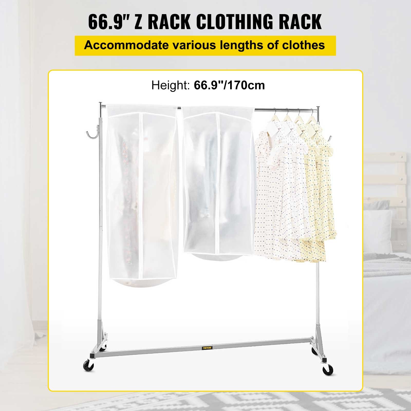 VEVOR Z Rack, Industrial Grade Z Base Garment Rack, Height Adjustable ...