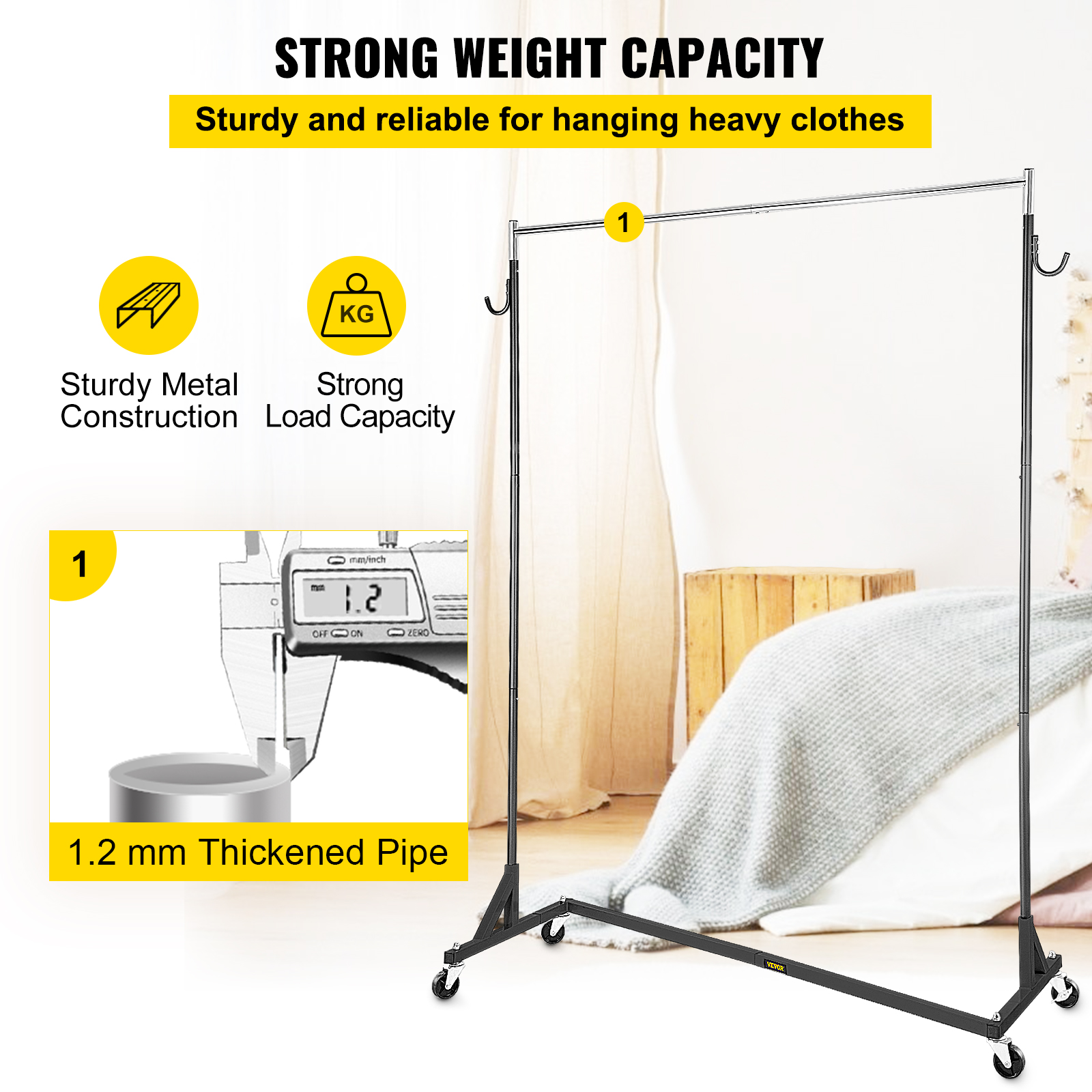 VEVOR Z Rack, Industrial Grade Z Base Garment Rack, Height Adjustable ...