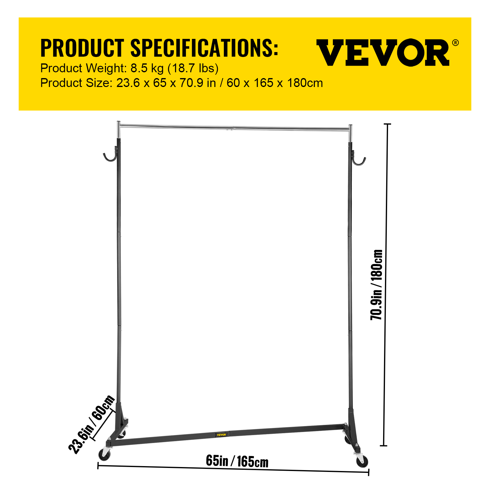 VEVOR Z Rack, Industrial Grade Z Base Garment Rack, Height Adjustable ...