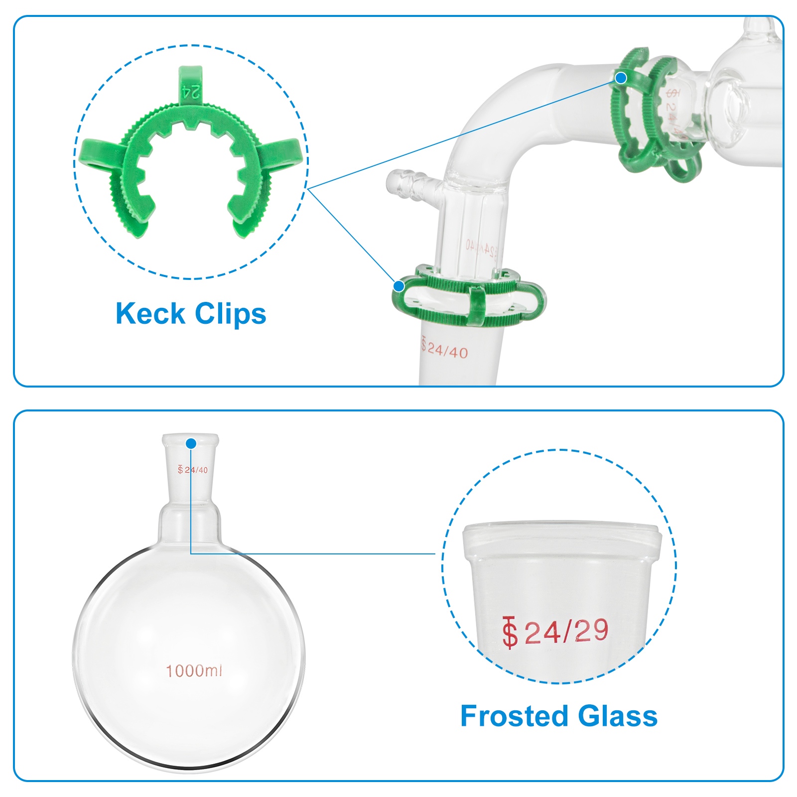 VEVOR VEVOR Glass Organic Chemistry Kit Distillation Kit 13pcs 24/40 ...