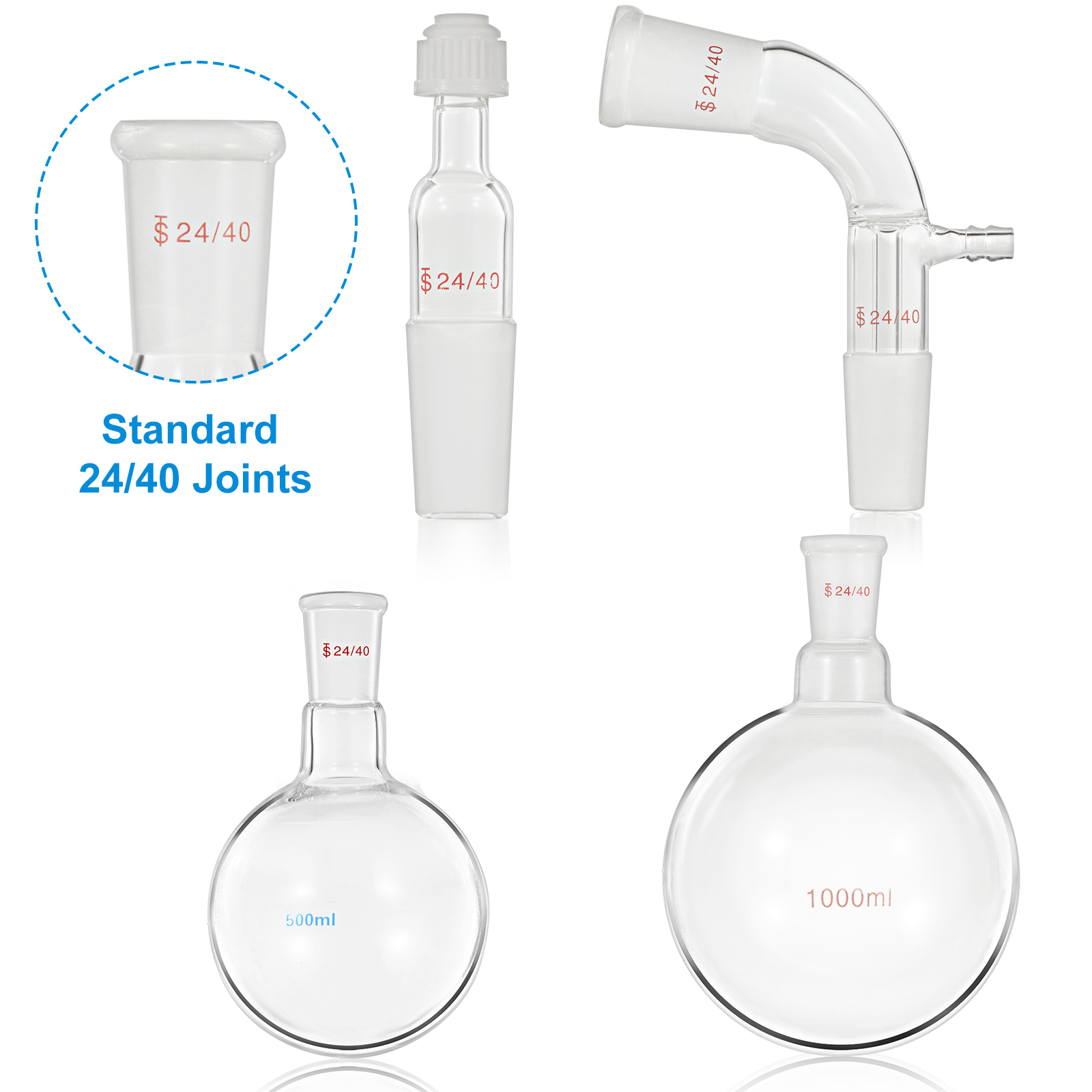 VEVOR VEVOR Glass Organic Chemistry Kit Distillation Kit 13pcs 24/40 ...