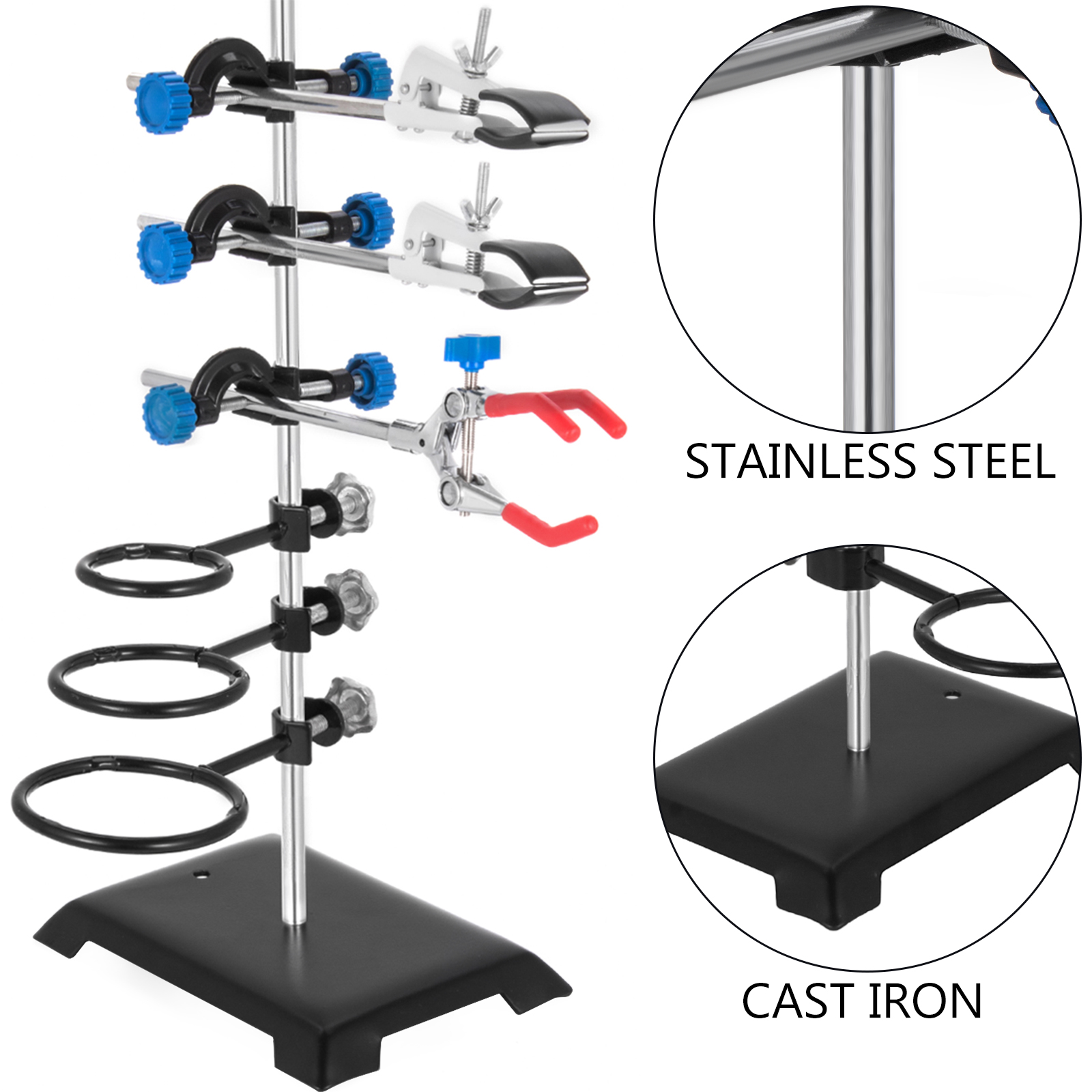 Laboratory Stand Support Lab Clamp Flask Clamp Condenser Stand 60cm ...