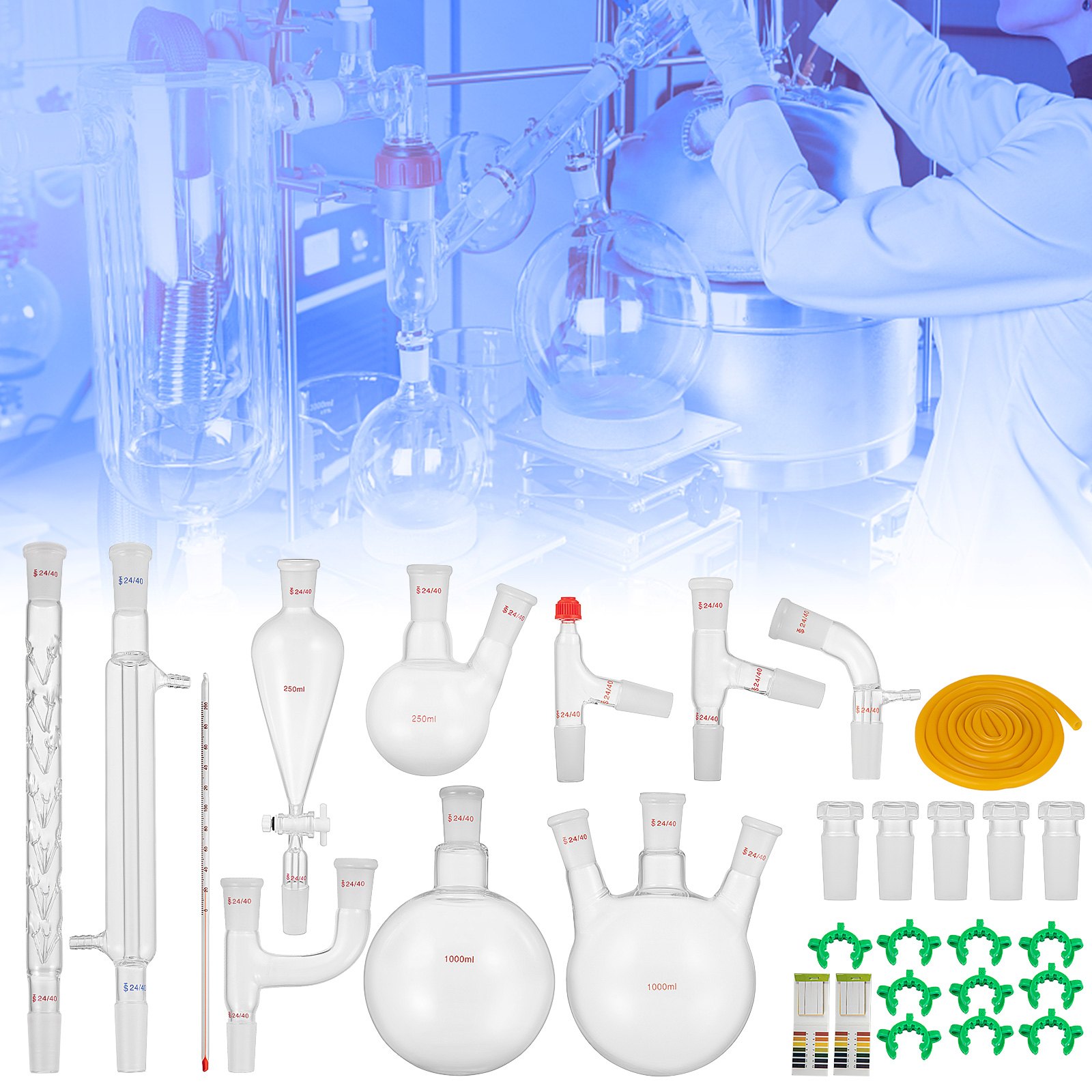 VEVOR New Laboratory Glassware 24/40 Chemistry Glassware 29PCS ...