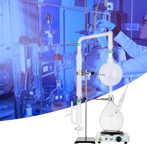 VEVOR 2L Essential Oil Distillation Apparatus Lab Glassware ...