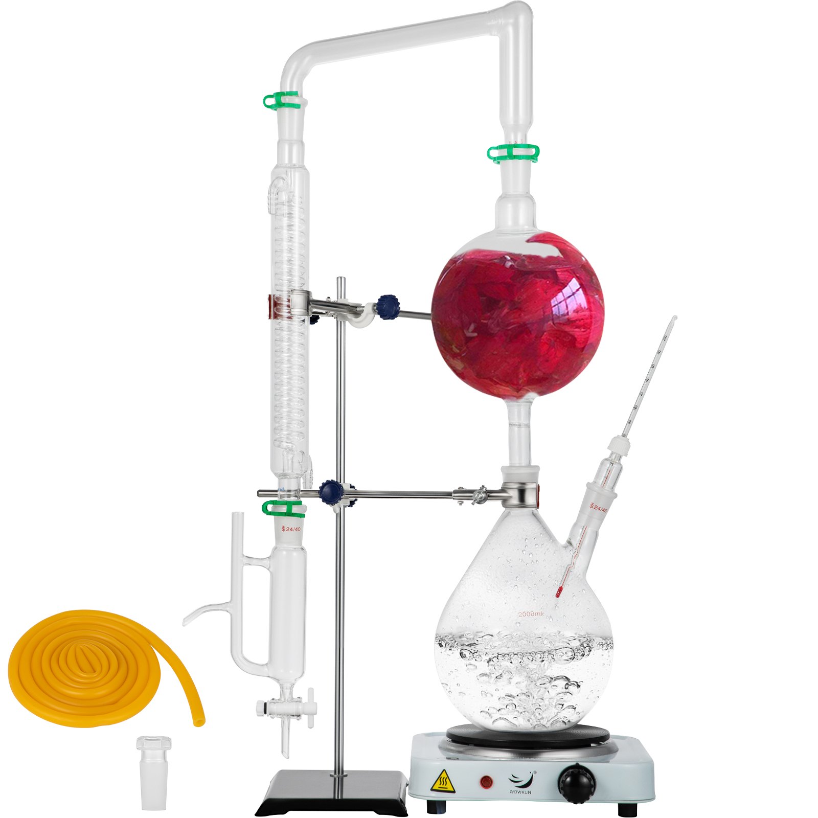 VEVOR 2L Appareil de Distillation d'Huiles Essentielles Lab Verrerie Distillation Kit ...