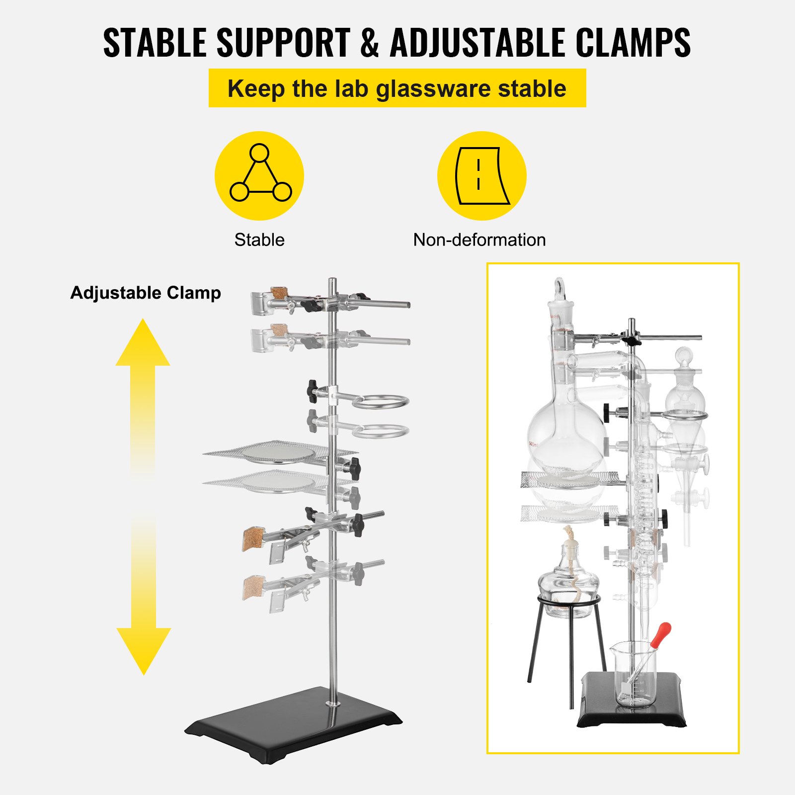 VEVOR Lab Glassware Kit 500ML Distillation Apparatus with Condenser ...
