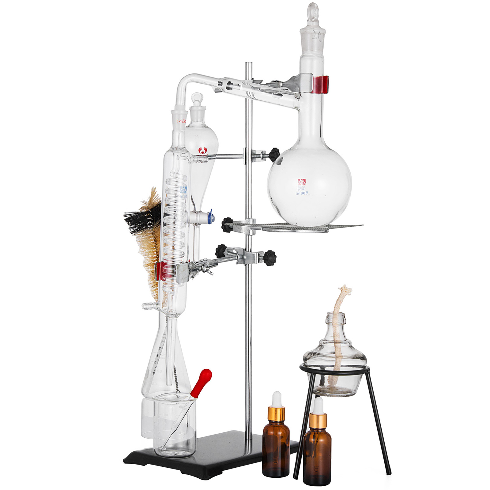VEVOR 500ML Distillation Apparatus Lab Glassware Kit w/ Condenser Pure ...