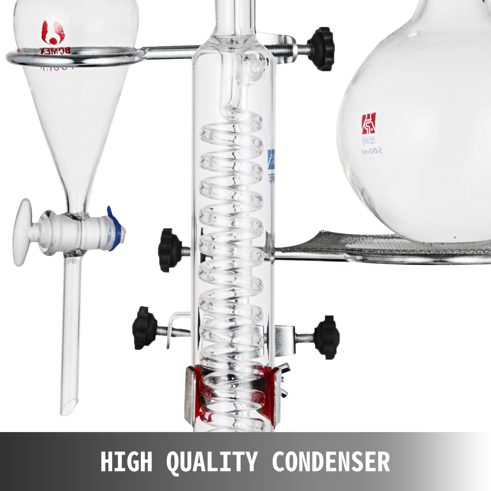 VEVOR 500ML Distillation Apparatus Lab Glassware Kit w/ Condenser Pure ...