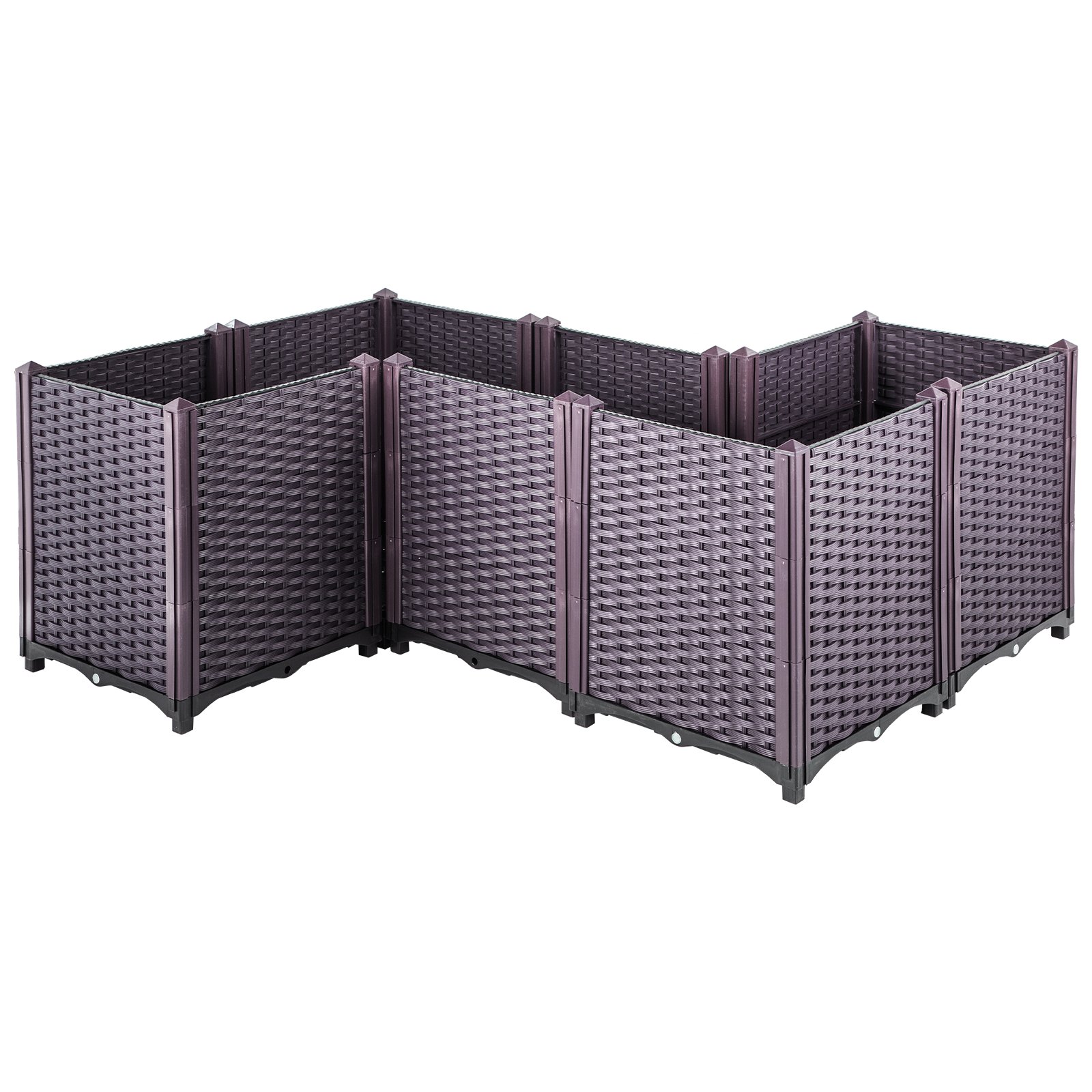 VEVOR Plastic Raised Garden Bed, 20.5" High Set of 5, Rattan Style Grow ...