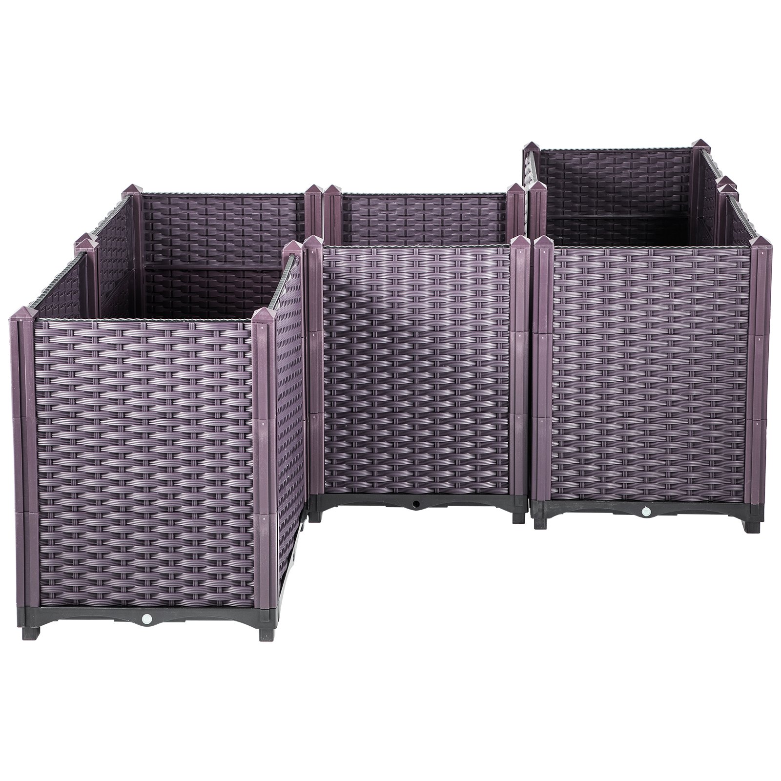 VEVOR Plastic Raised Garden Bed, 20.5" High Set of 5, Rattan Style Grow ...