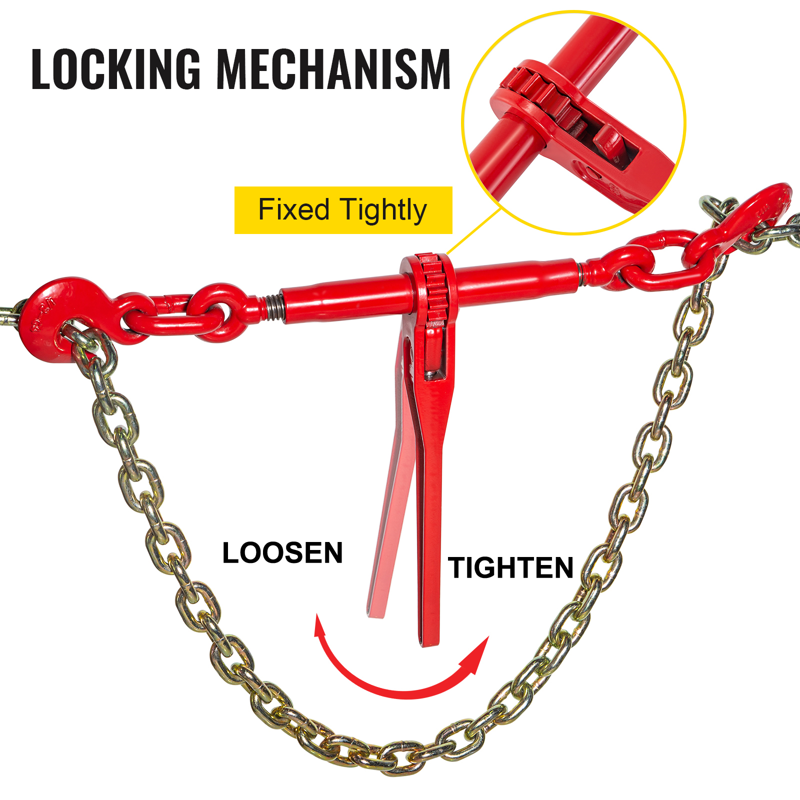 VEVOR Chain Binder 3/8in x 1/2in, Ratchet Load Binder 9215lbs Capacity ...