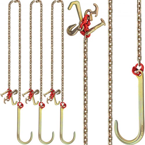 VEVOR J Hook Chain, 5/16 in x 10 ft Tow Chain Bridle, Grade 80 J Hook Transport Chain, 9260 Lbs ...