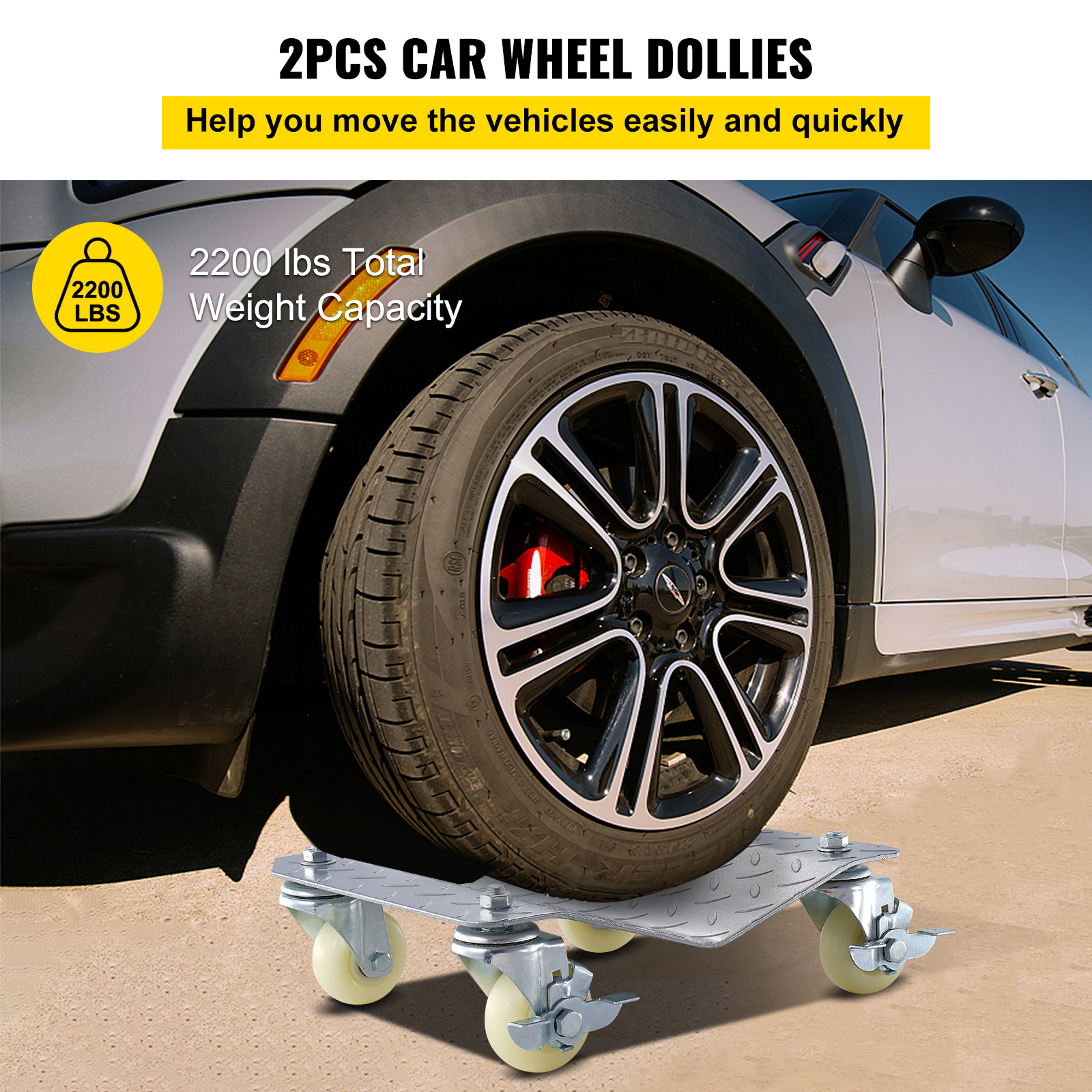 VEVOR Vevor Car Tire Dolly 2 Wheel Dolly Set 1500lbs Total Capacity For ...